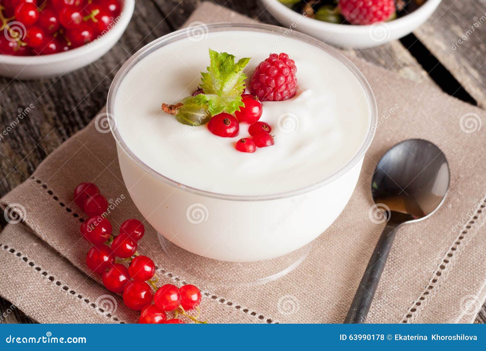 Yogurt with Berries and Breakfast Foods, Horizontal Stock Photo - Image ...