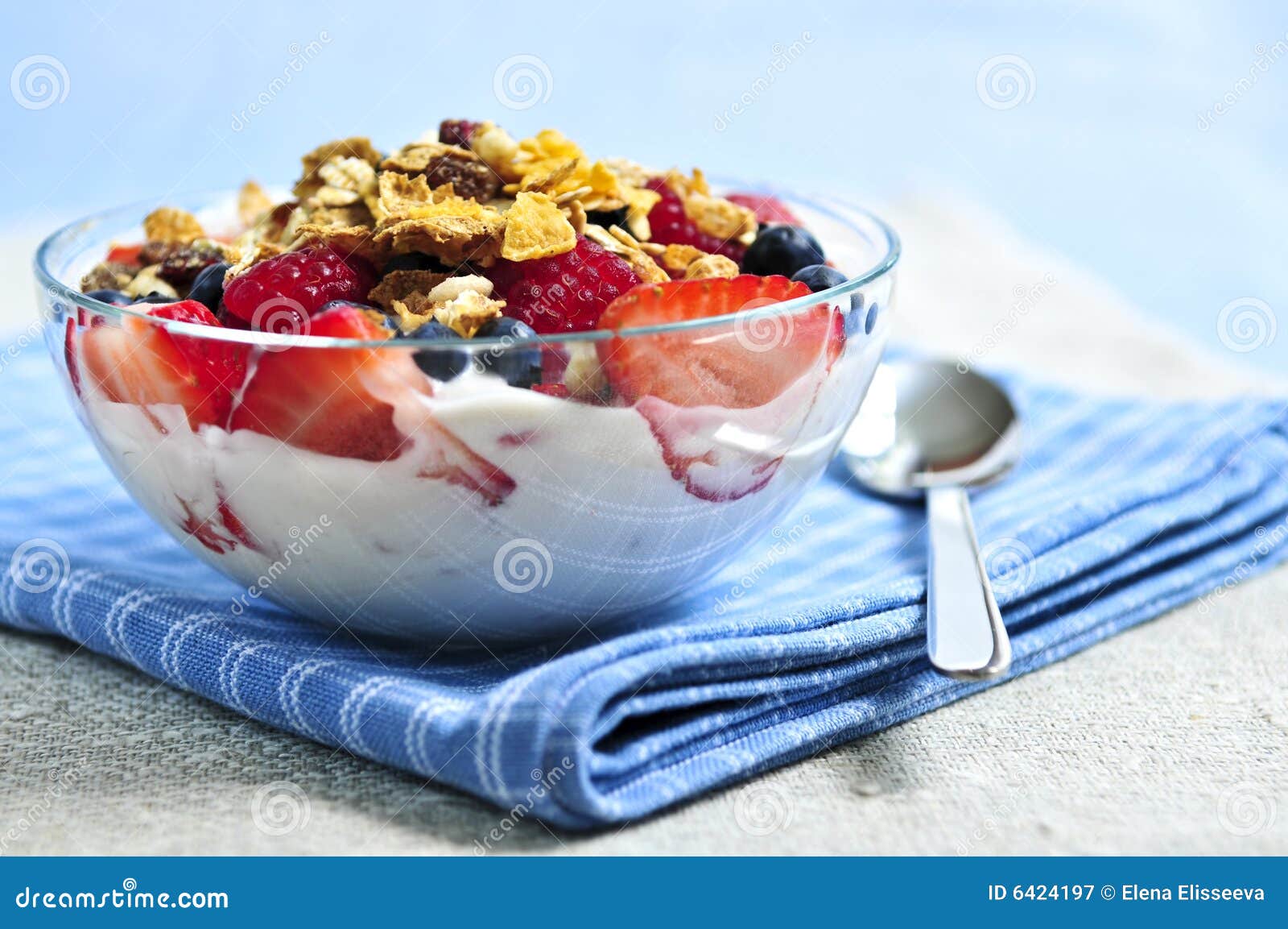 Yogurt with Berries and Granola Stock Image - Image of dessert, granola ...