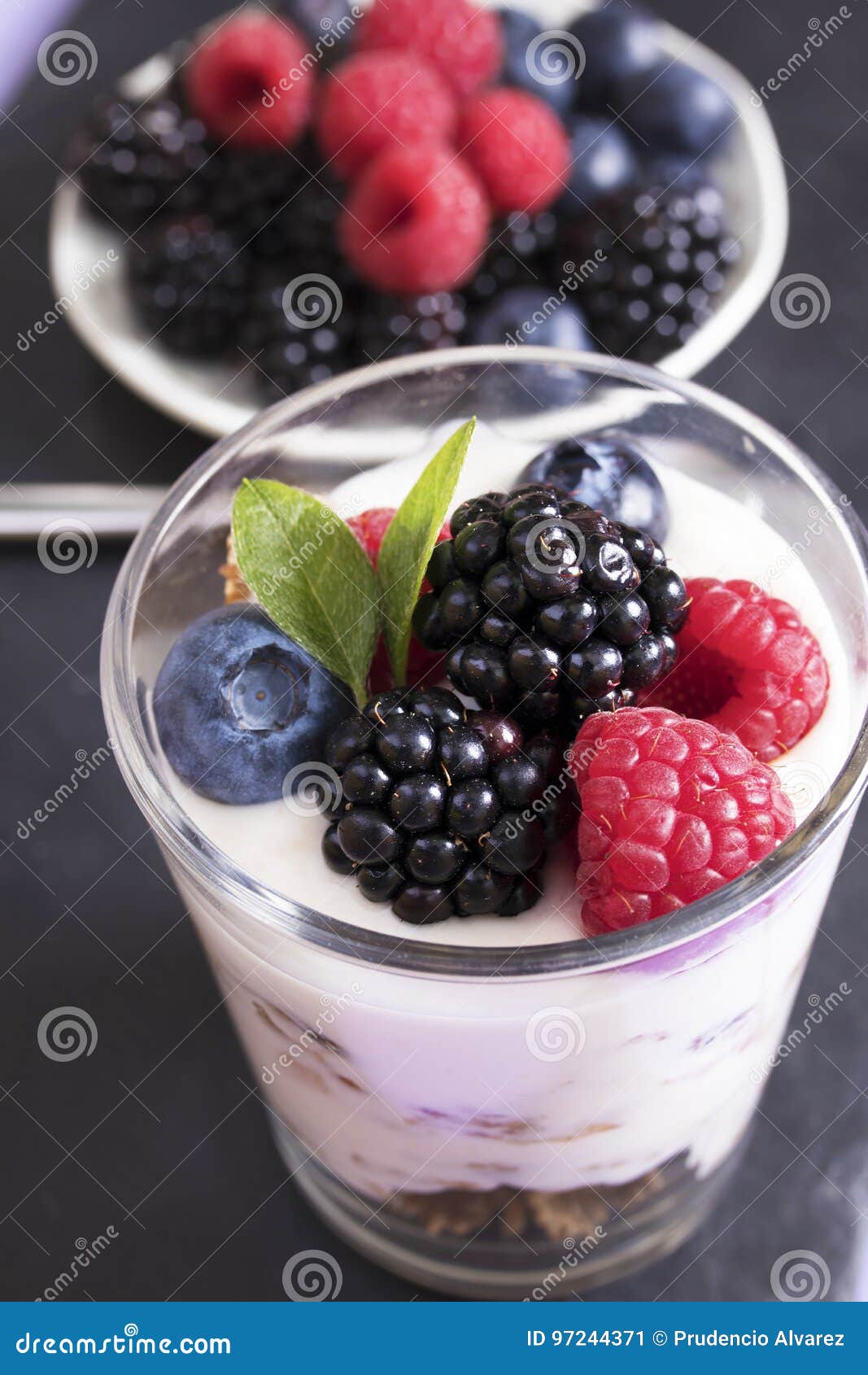 Yogurt with berries stock image. Image of calories, smoothie - 97244371