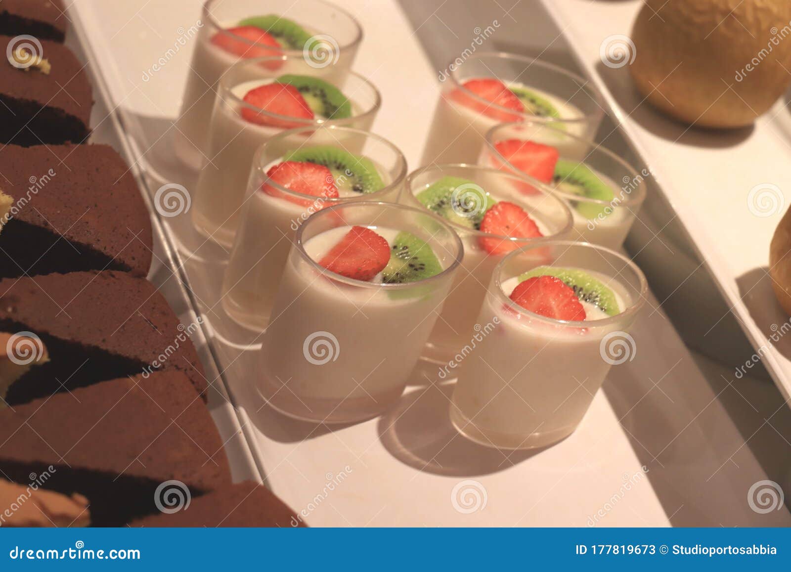 Yogurt at a buffet stock image. Image of strawberry - 177819673