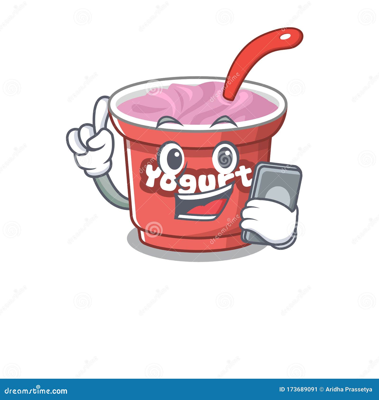 Yogurt Cartoon Design Style Speaking on a Phone Stock Vector ...