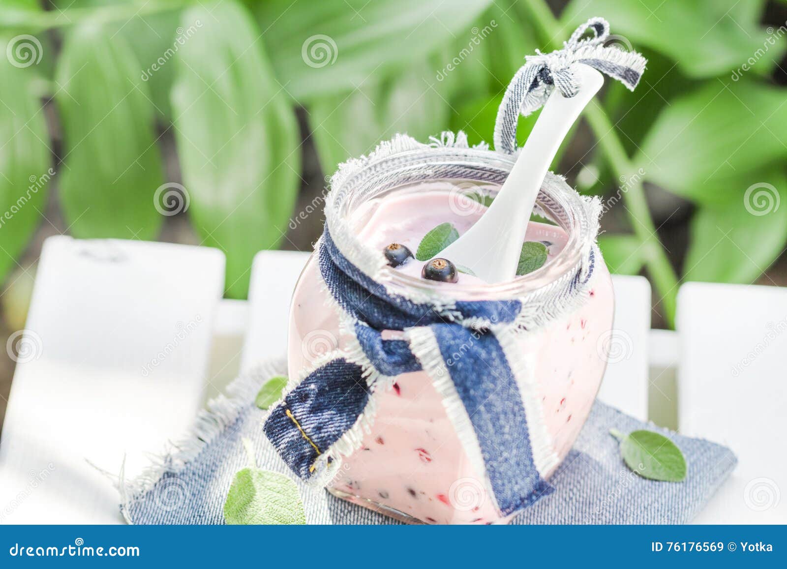 Yogurt Cocktail Black Currant Lemon Balm Stock Image - Image of dairy ...