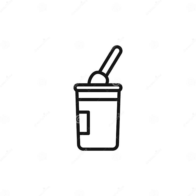 Yogurt Container with a Spoon Thin Line Icon Set Stock Illustration ...