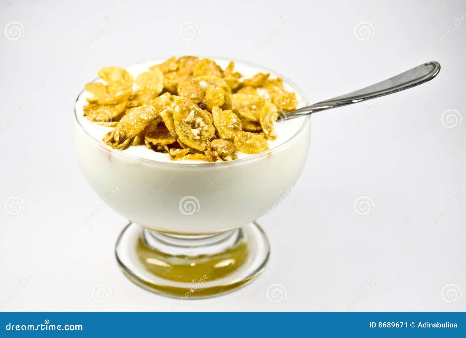 Yogurt with corn flakes stock image. Image of dessert - 8689671