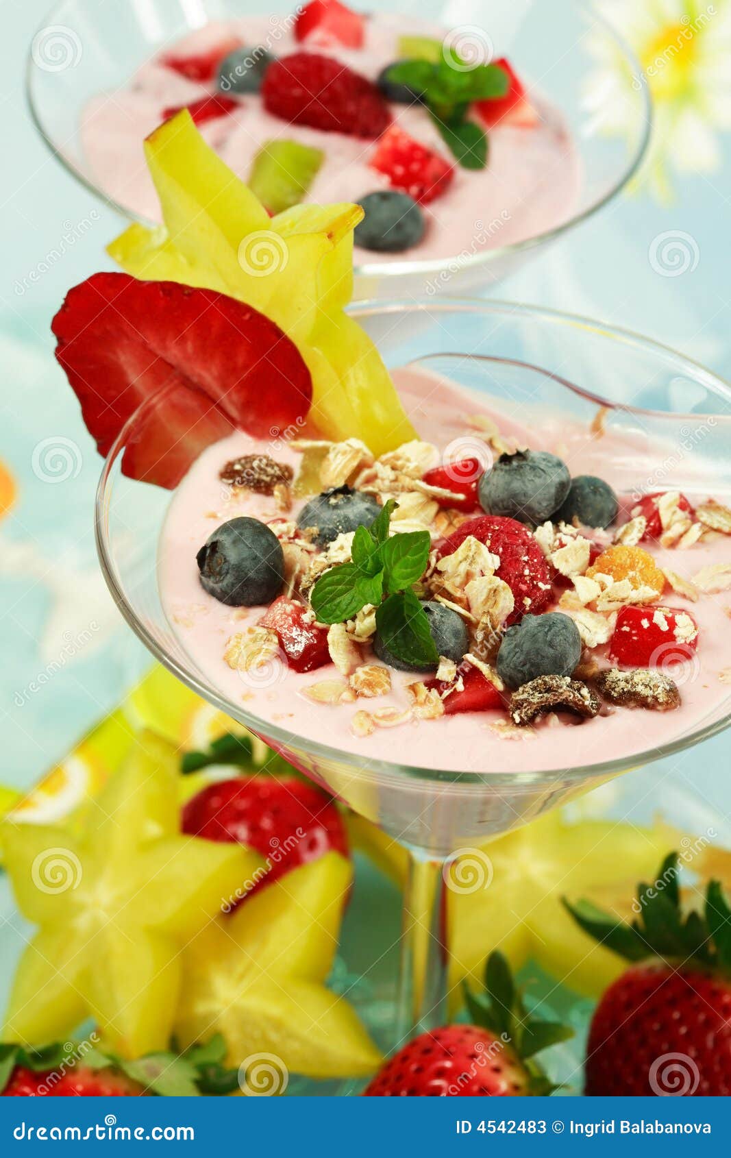Yogurt Dessert With Fresh Summer Fruits Royalty-Free Stock Photo ...
