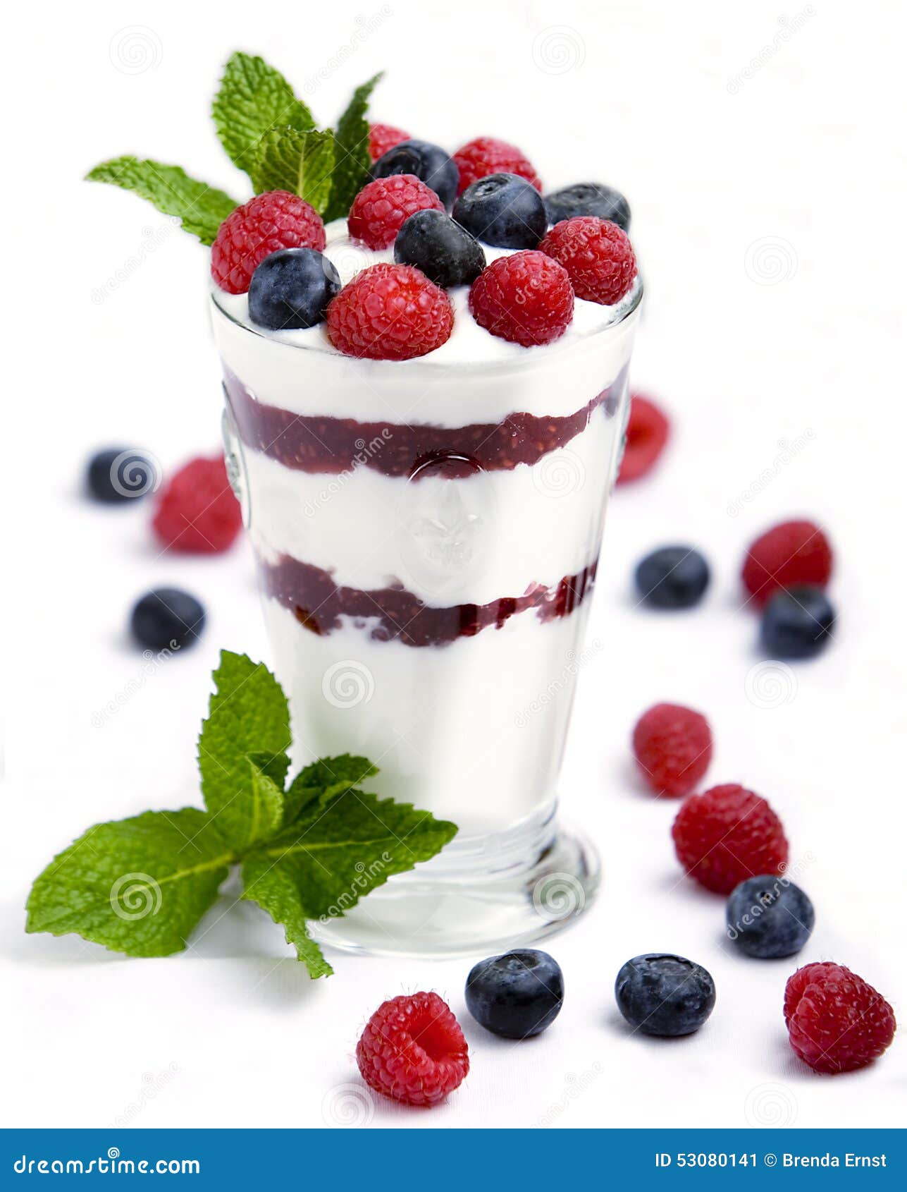 Yogurt and Fresh Berry Parfait Stock Image - Image of white, fresh ...