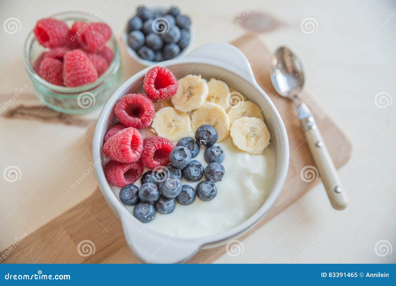 Yogurt with fresh fruit stock image. Image of dessert - 83391465