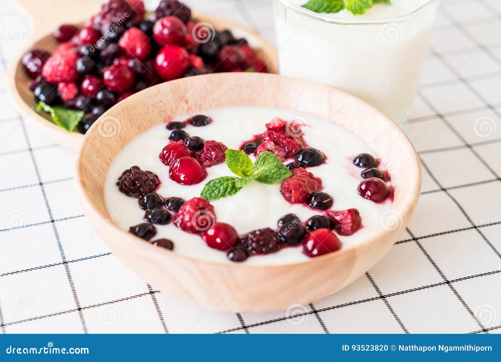 Yogurt with mixed berries stock photo. Image of sweet - 93523820