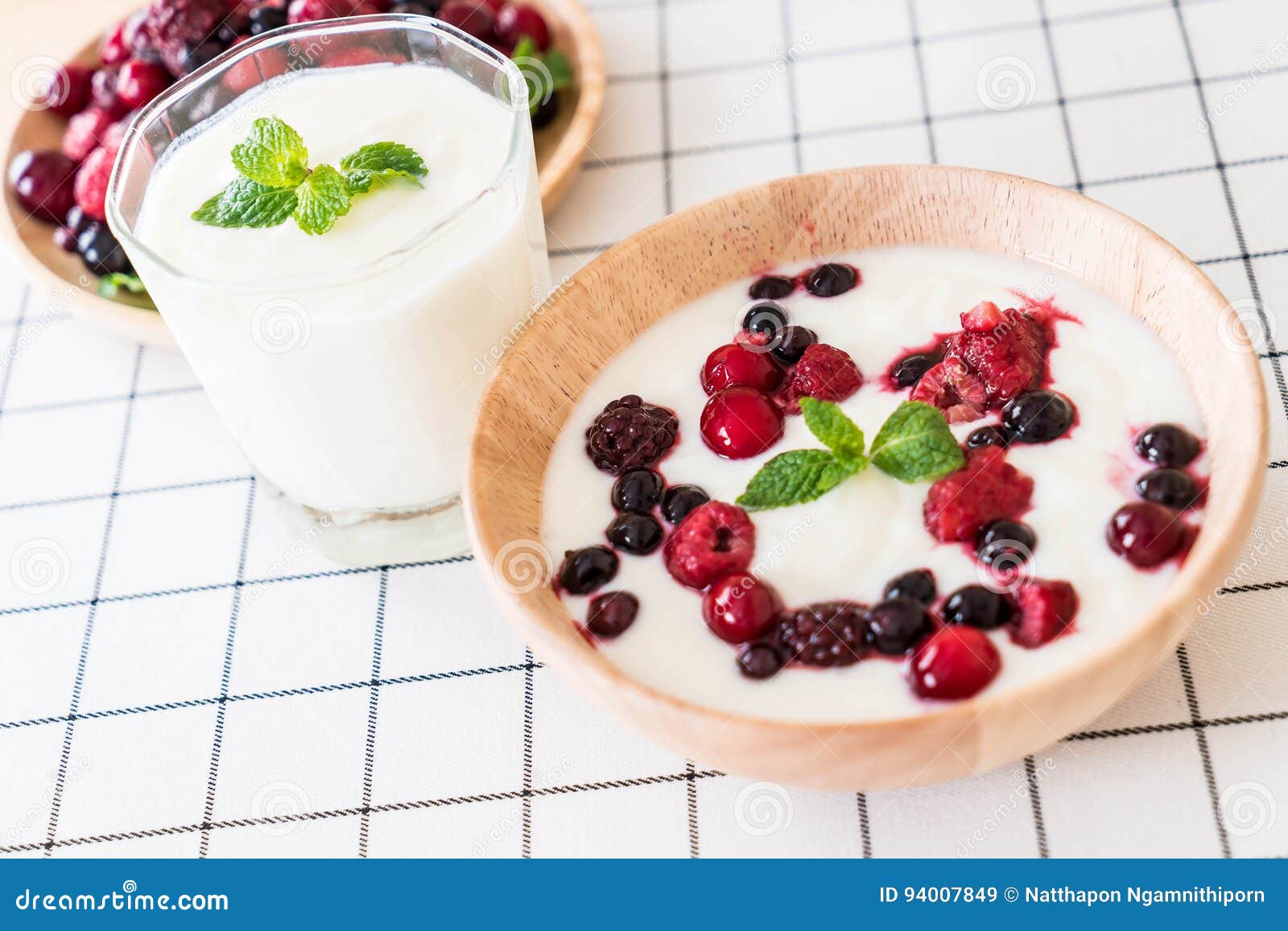 Yogurt with mixed berries stock image. Image of dairy - 94007849
