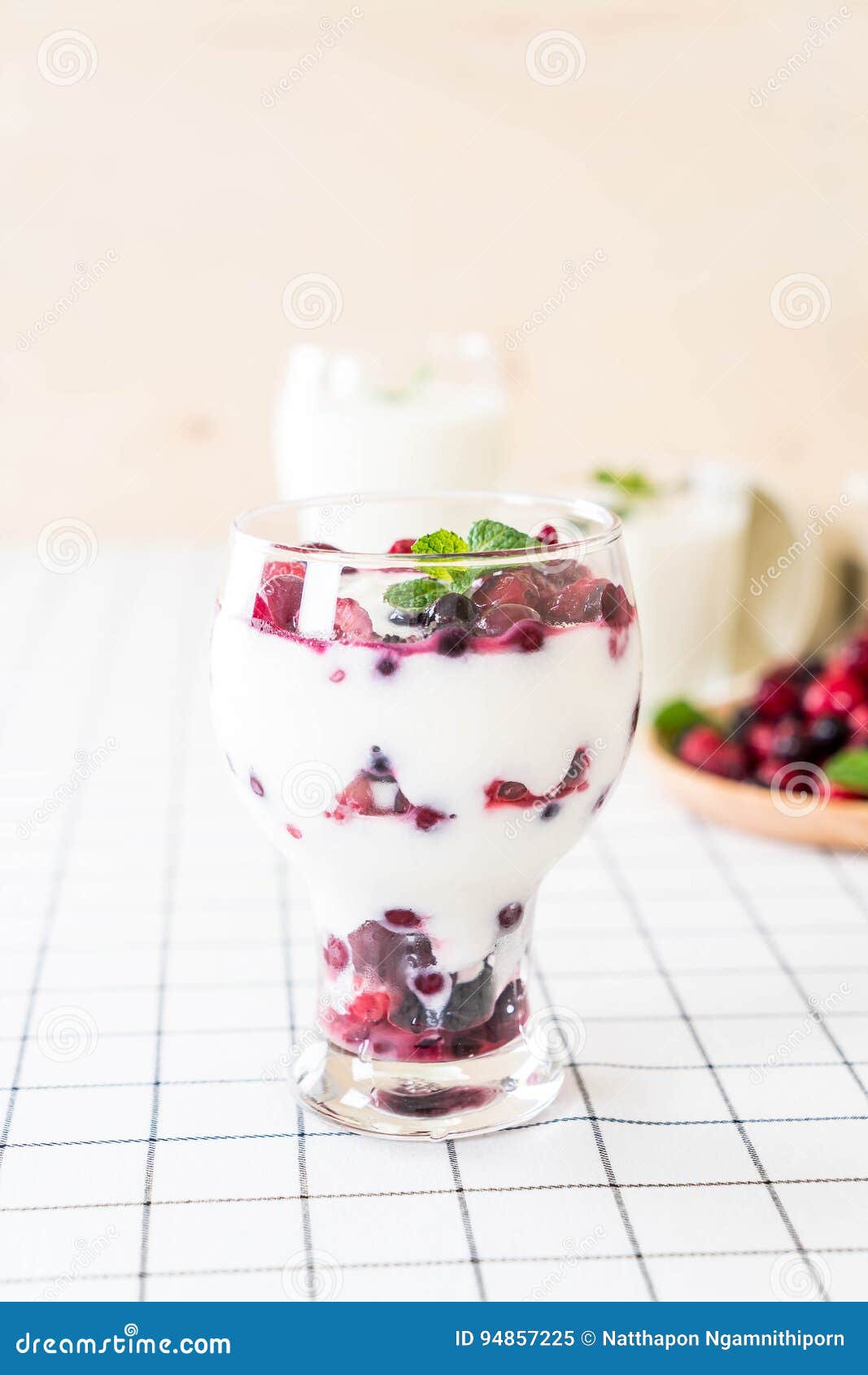 Yogurt with mixed berries stock image. Image of mixed - 94857225