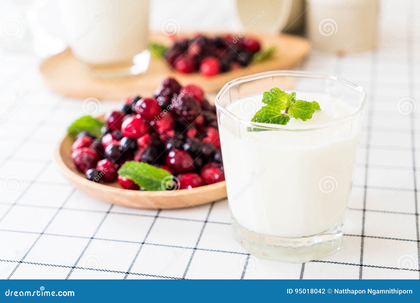 Yogurt with mixed berries stock photo. Image of dairy - 95018042