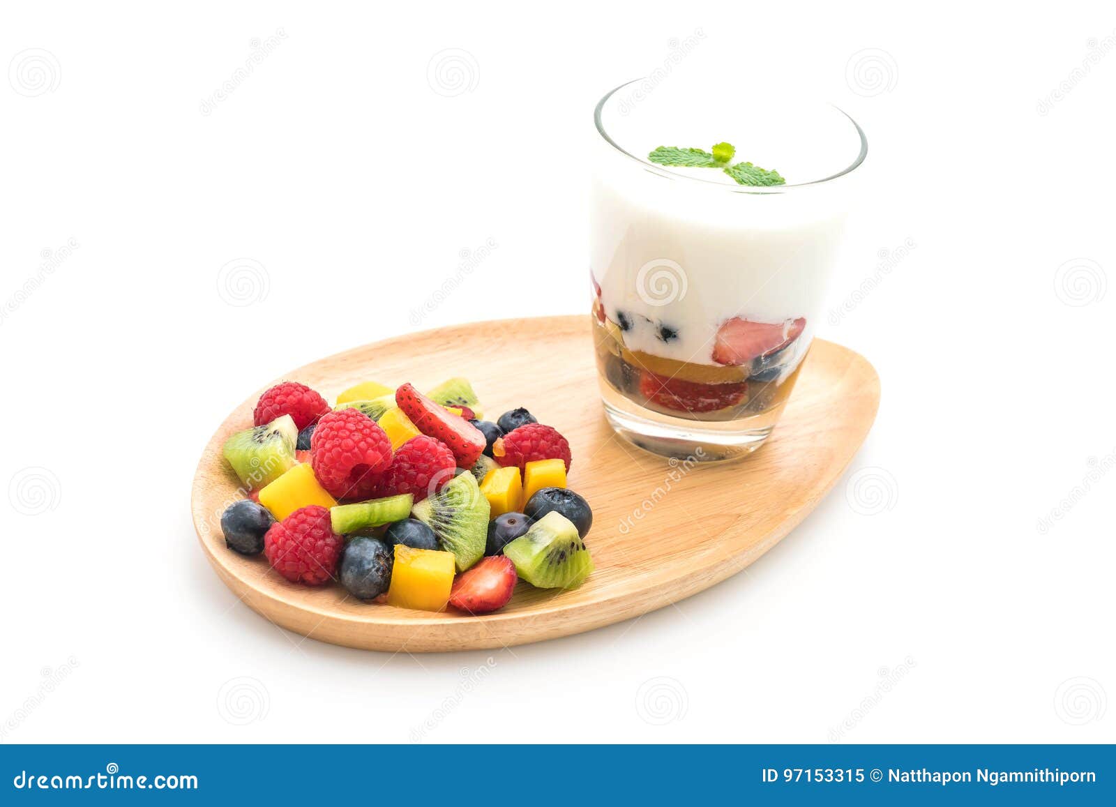 Yogurt with Mixed Fruit (strawberry, Blueberries, Raspberry, Kiwi ...