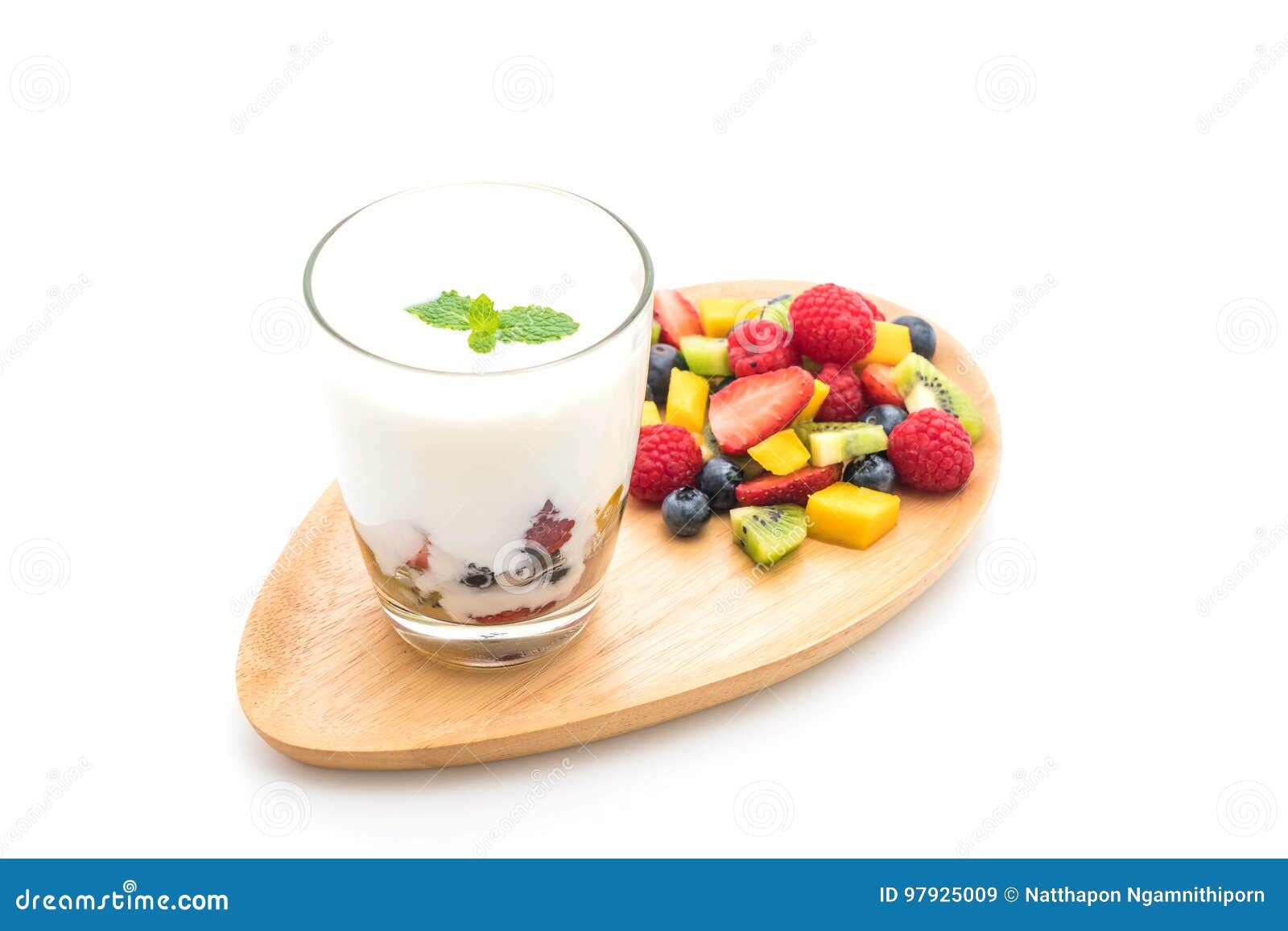 Yogurt with Mixed Fruit (strawberry, Blueberries, Raspberry, Kiwi ...
