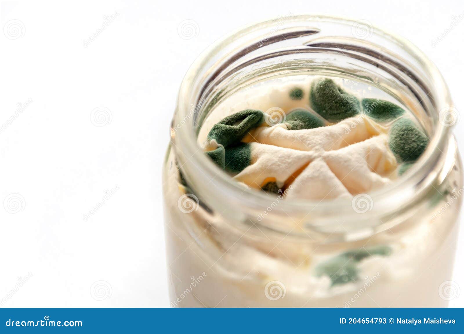 Yogurt with Mold in a Glass Jar.Spoiled Food Stock Image - Image of ...