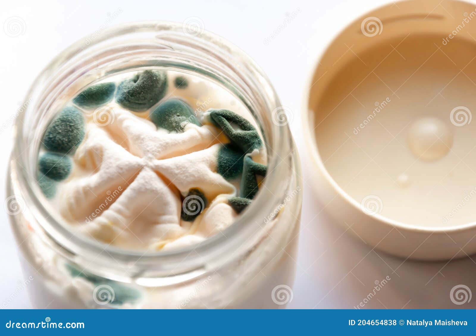Yogurt with Mold in a Glass Jar.Spoiled Food Stock Photo - Image of ...