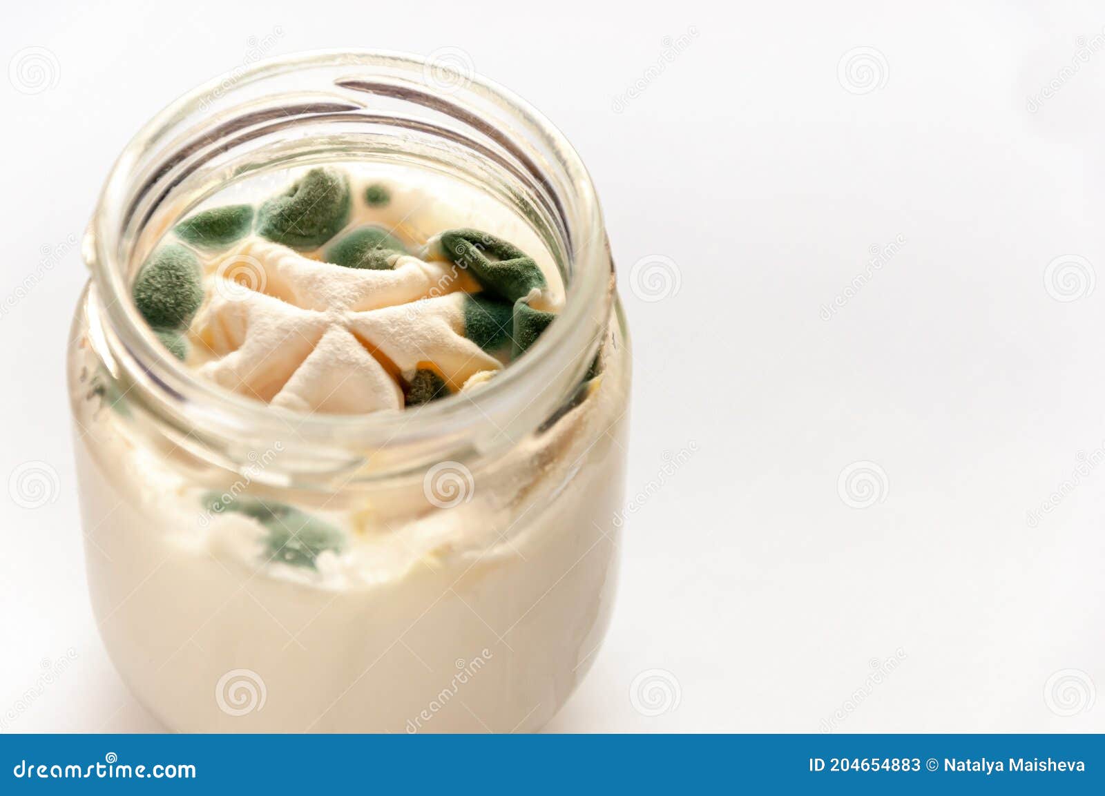 Yogurt with Mold in a Glass Jar.Spoiled Food Stock Image - Image of ...