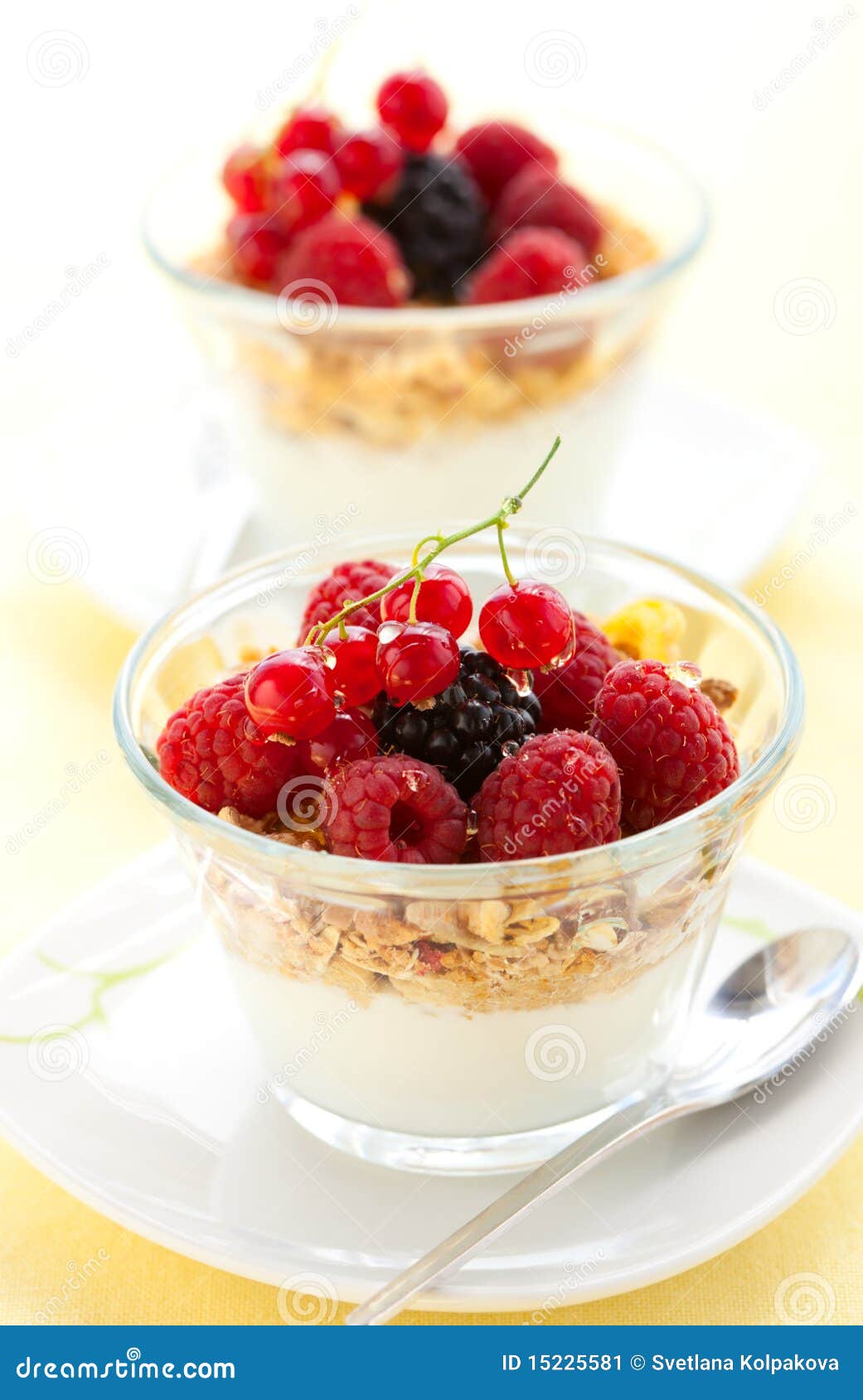 Yogurt ,muesli ,berries and Honey Stock Image - Image of dessert, dairy ...
