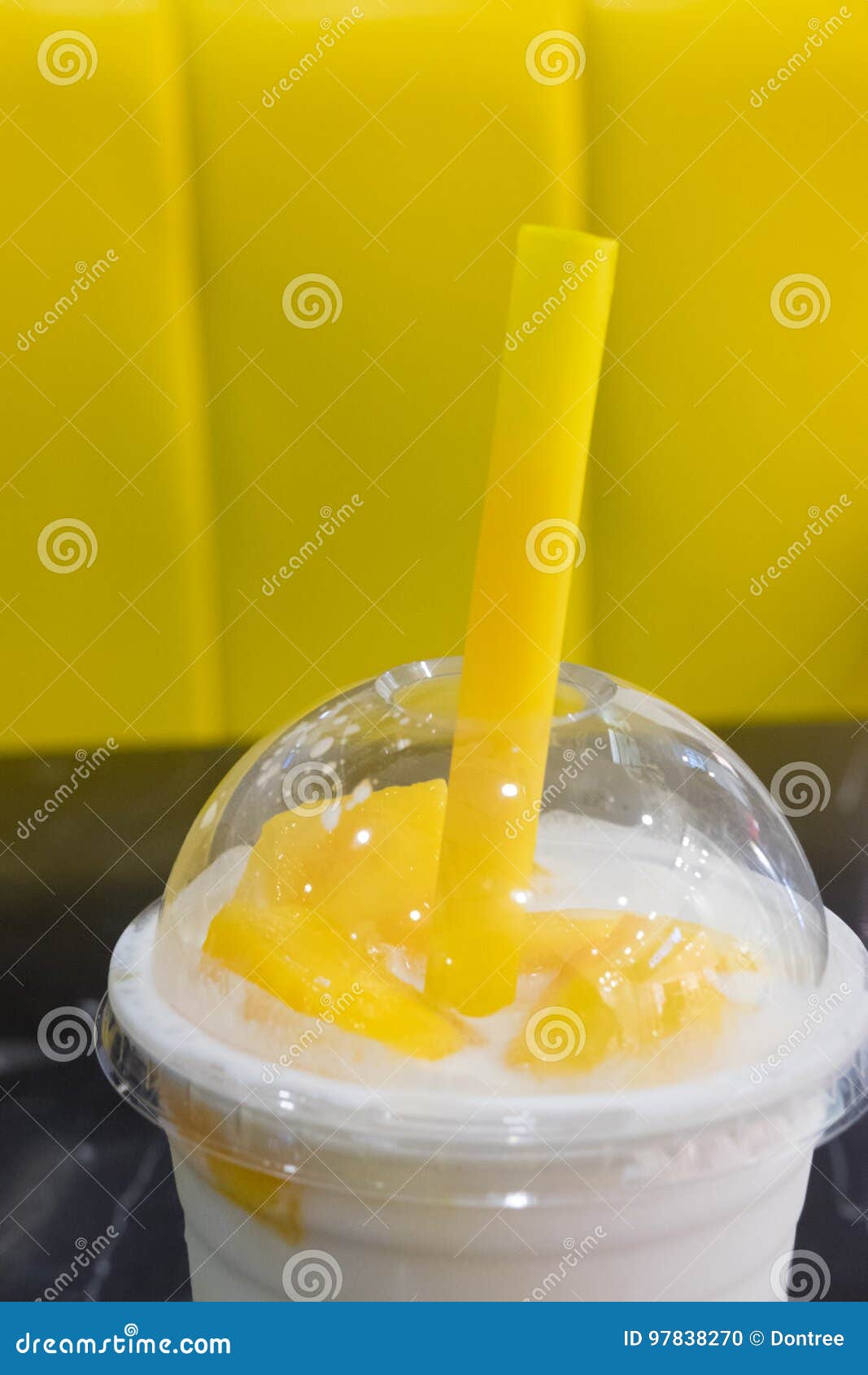 Yogurt Pudding with Slice of Mango Stock Photo - Image of dairy, glass ...