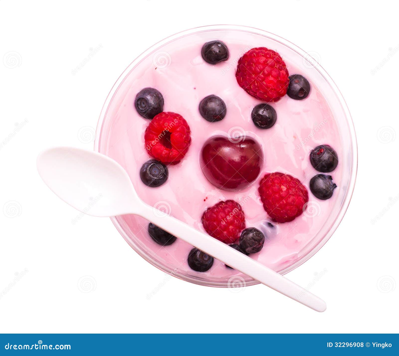 Yogurt with Raspberries and Blueberries Stock Photo - Image of berry ...