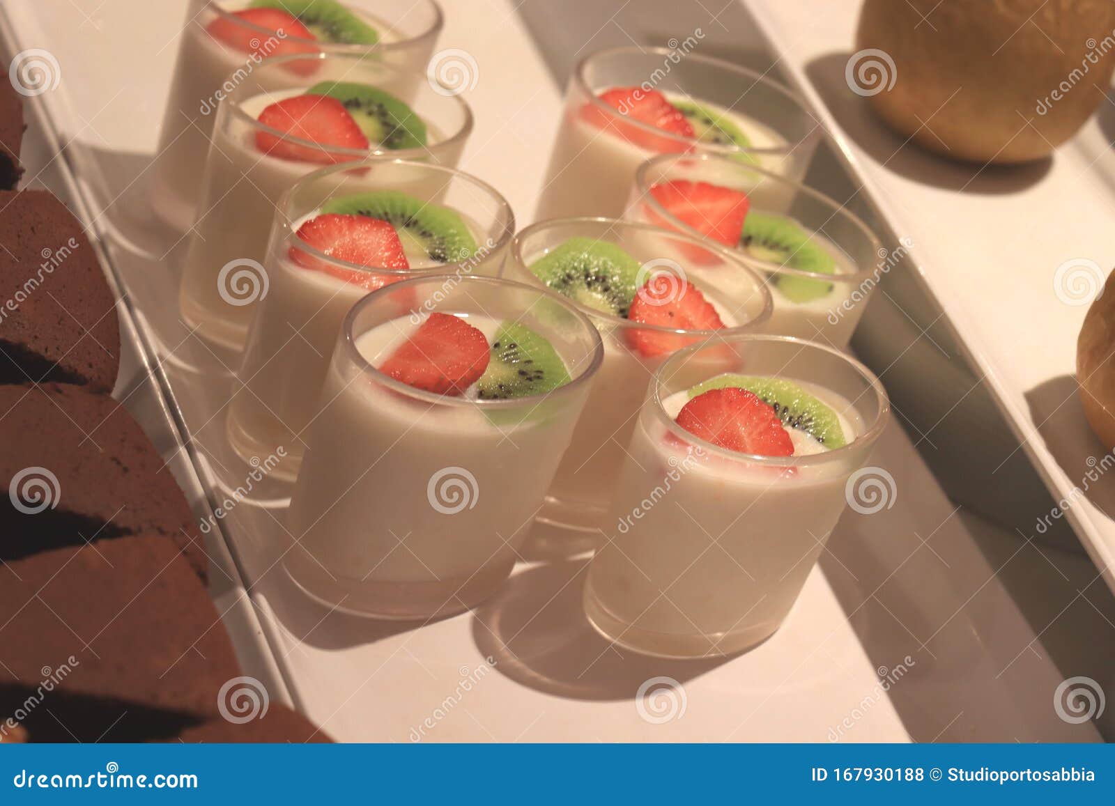 Yogurt at a buffet stock photo. Image of food, kiwi - 167930188