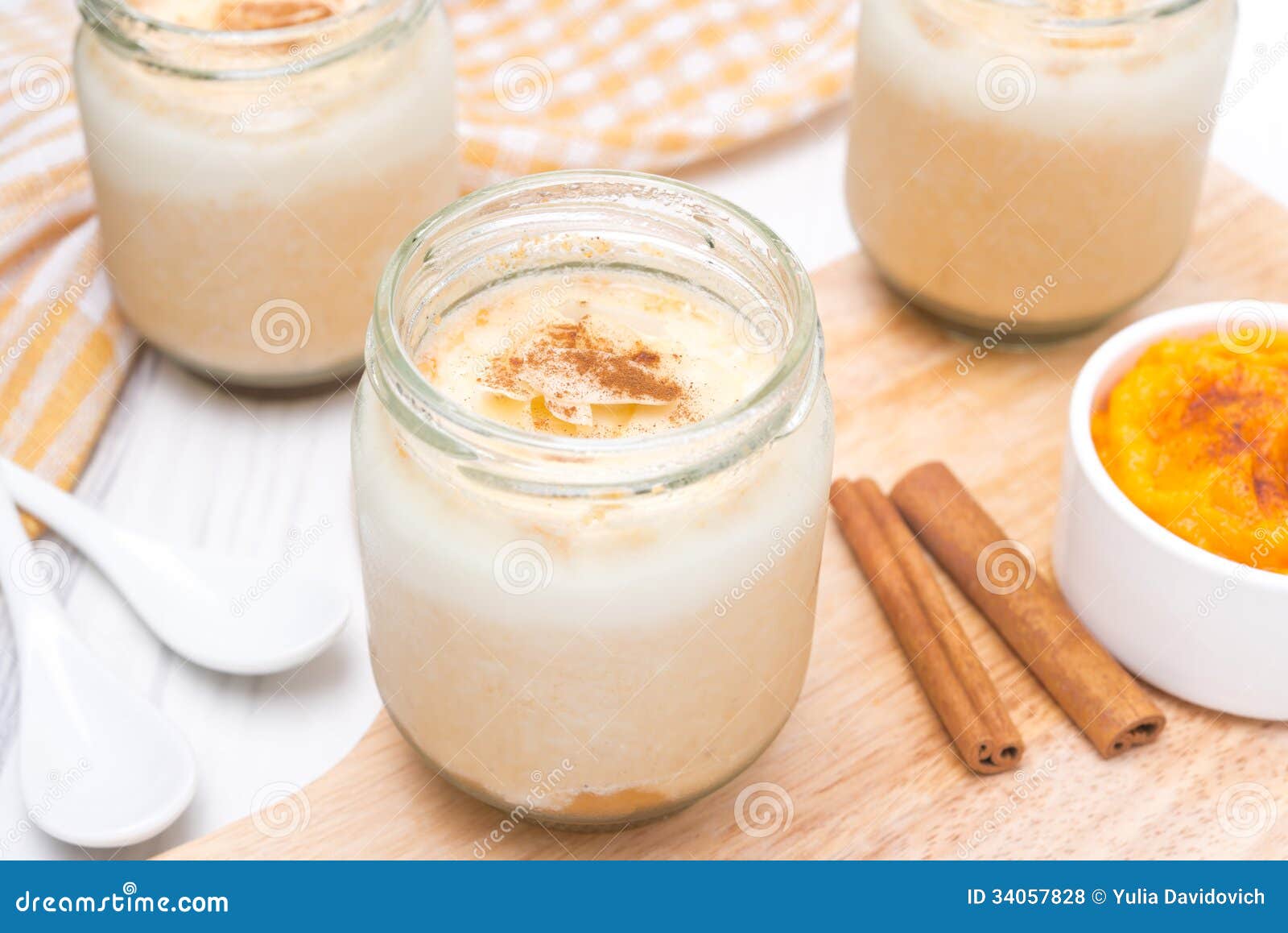 Yogurt with Spiced Pumpkin Puree in Portioned Jars Stock Photo - Image ...