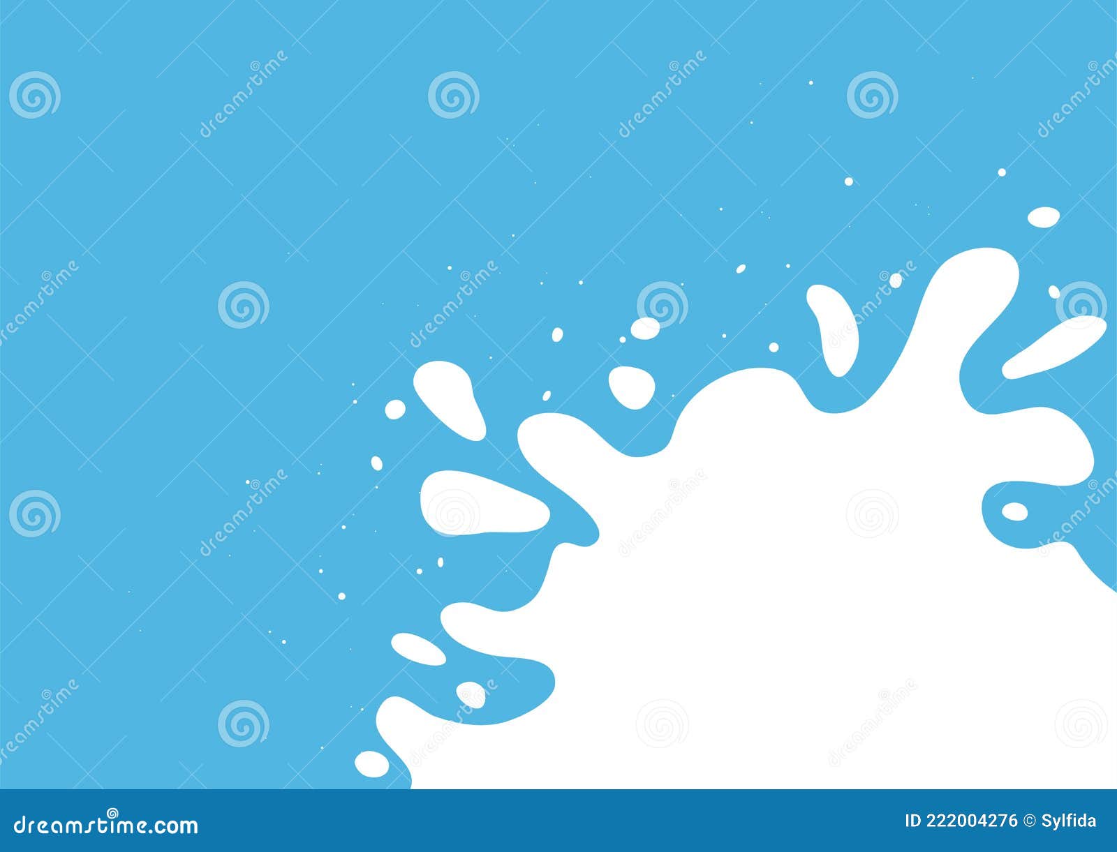 Yogurt Stain Vector on Blue Background. Milk Splash, Dairy Liquid ...