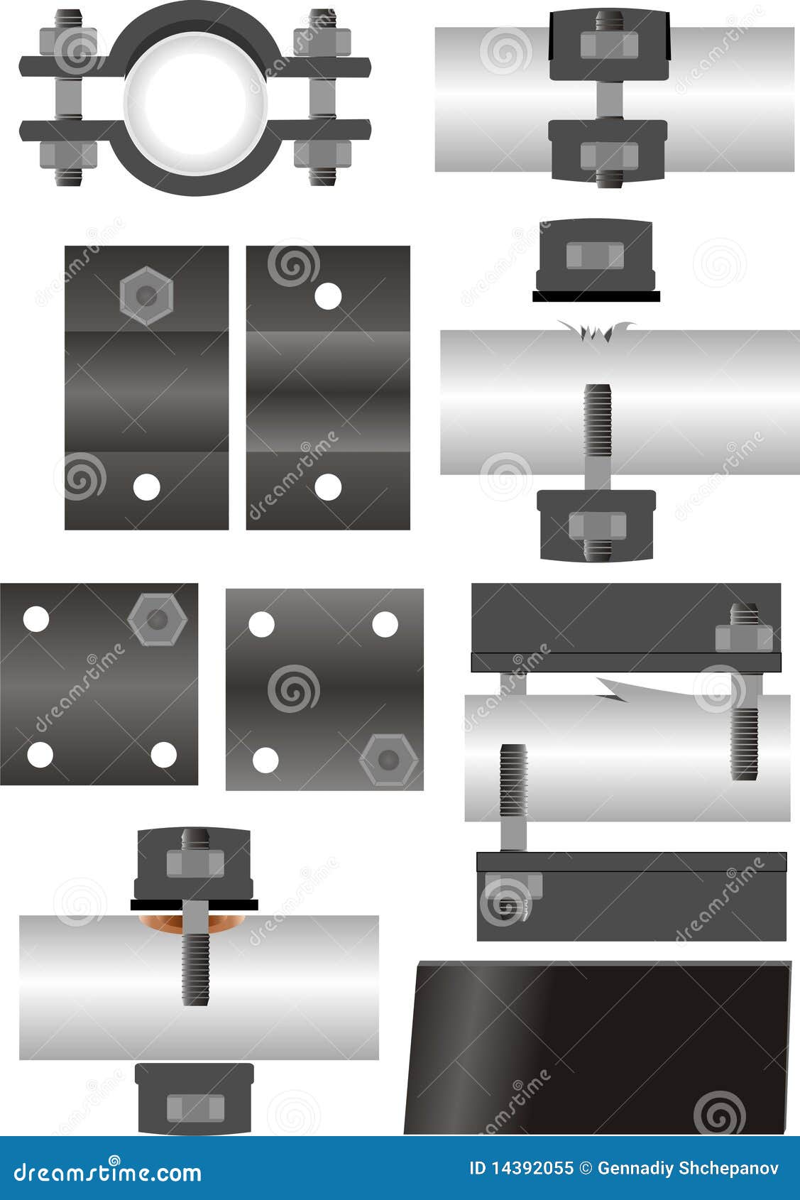 Yoke on a pipe. stock image. Image of hairpin, repair - 14392055