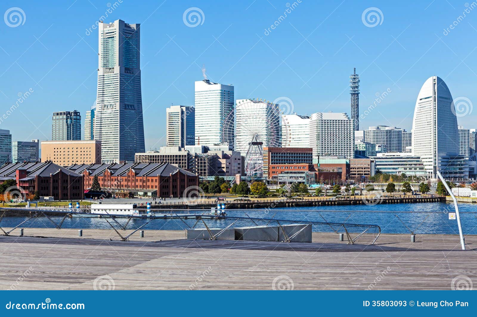 Yokohama skyline stock image. Image of path, minato, waterfront - 35803093