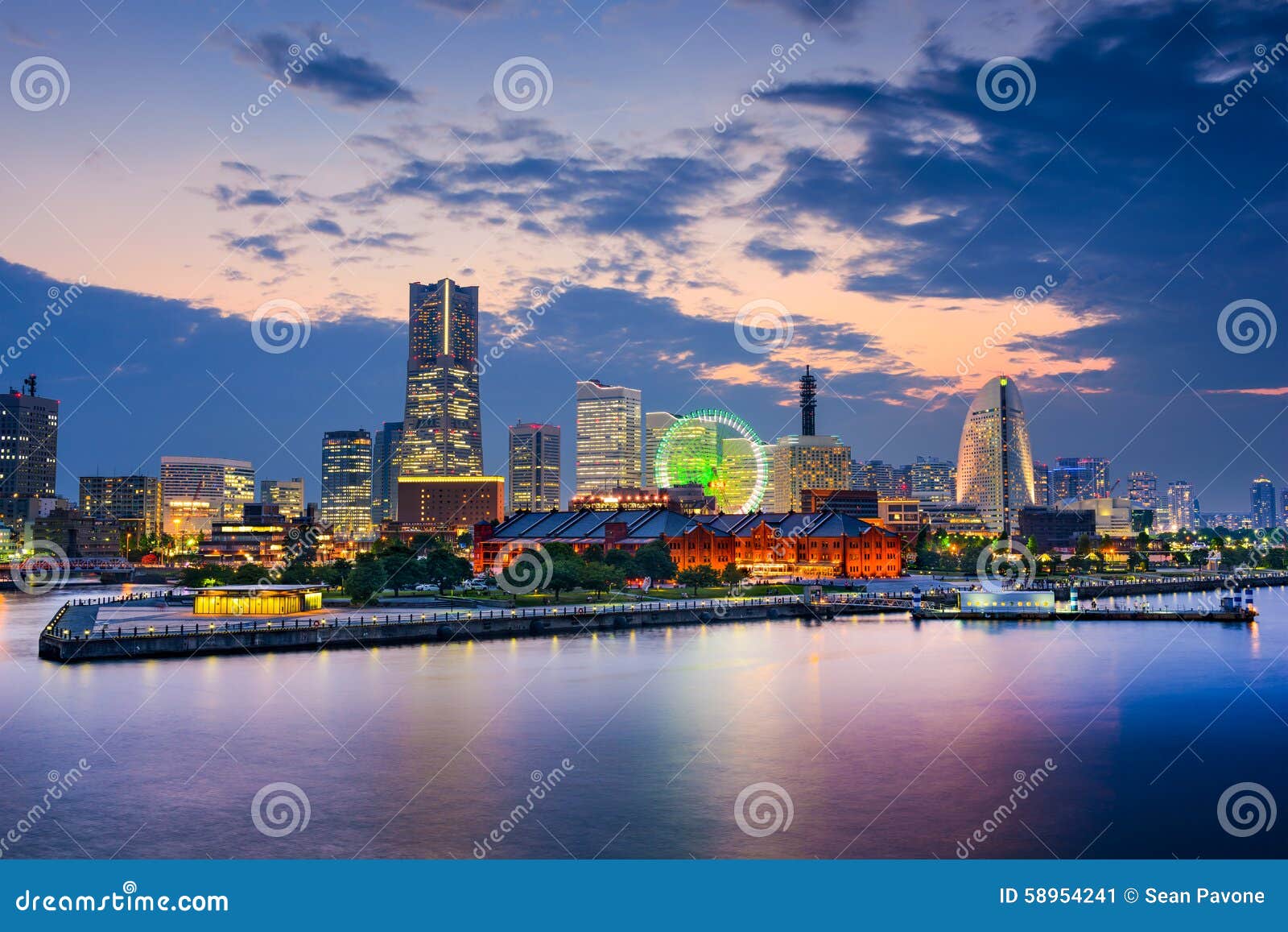 Yokohama Skyline stock image. Image of minatomirai, evening - 58954241
