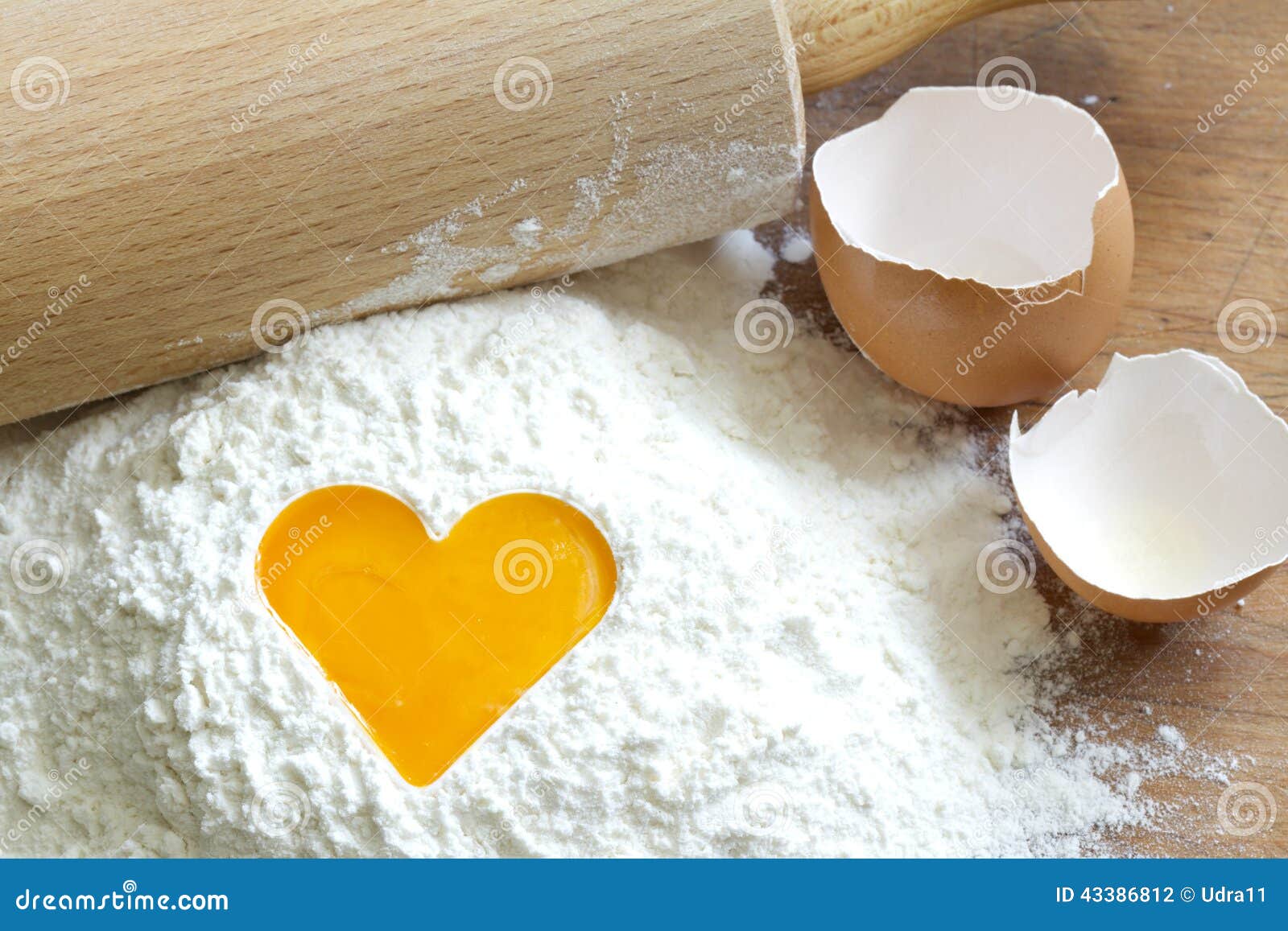 Yolk Egg in Flour Love Baking Concept Stock Photo - Image of board ...
