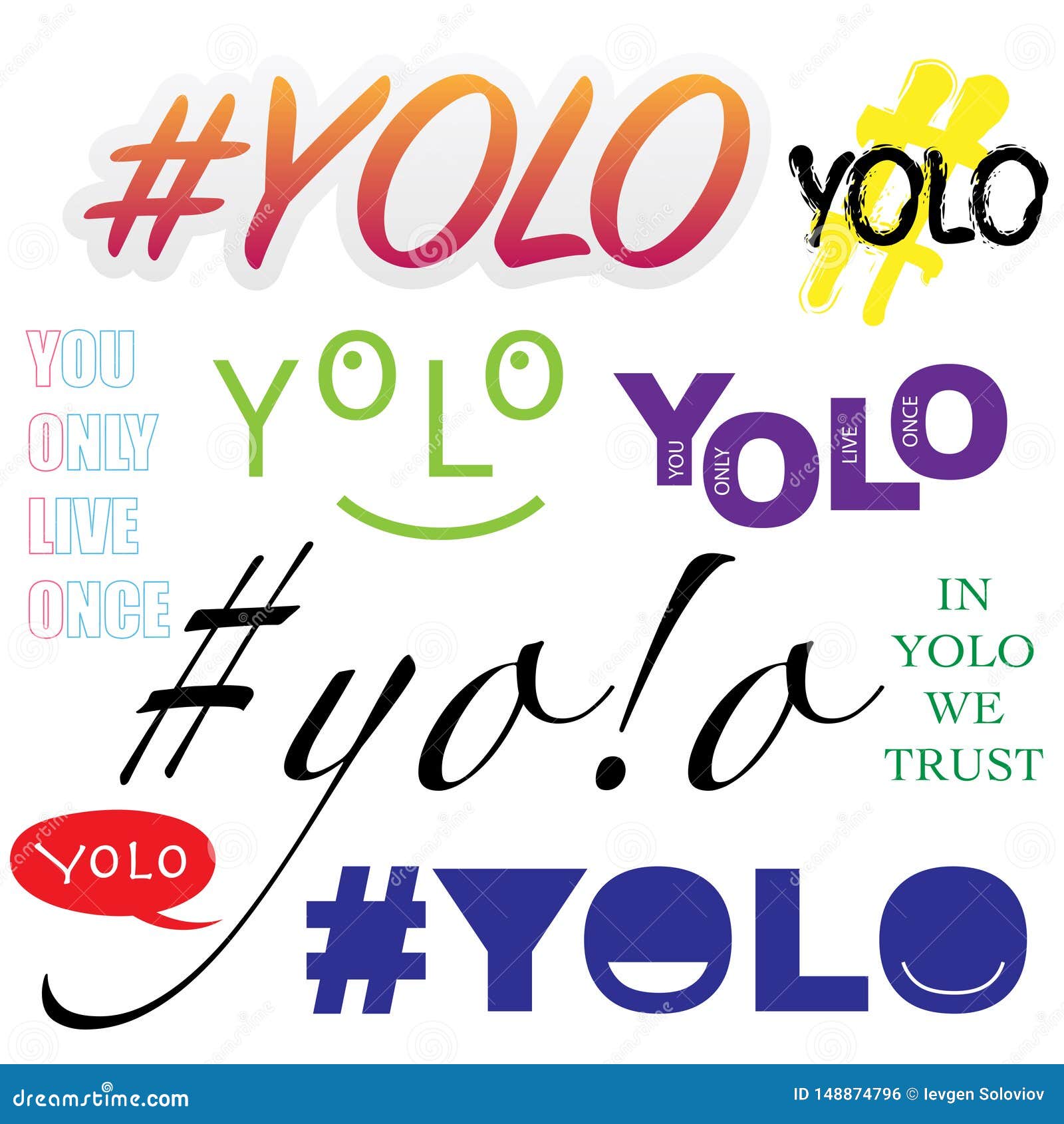 Yolo symbols set stock vector. Illustration of slang - 148874796