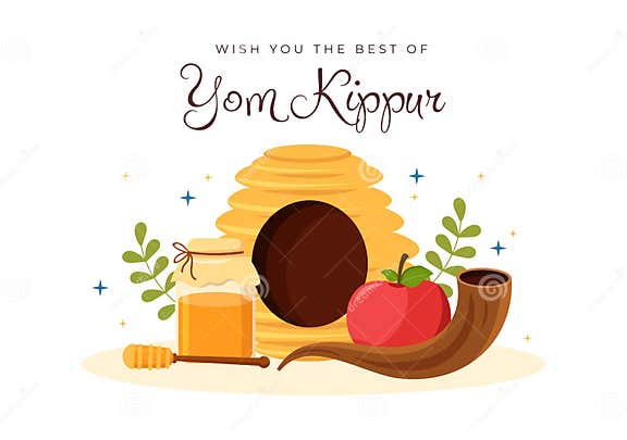 Yom Kippur Celebration Hand Drawn Cartoon Flat Illustration To Day Of