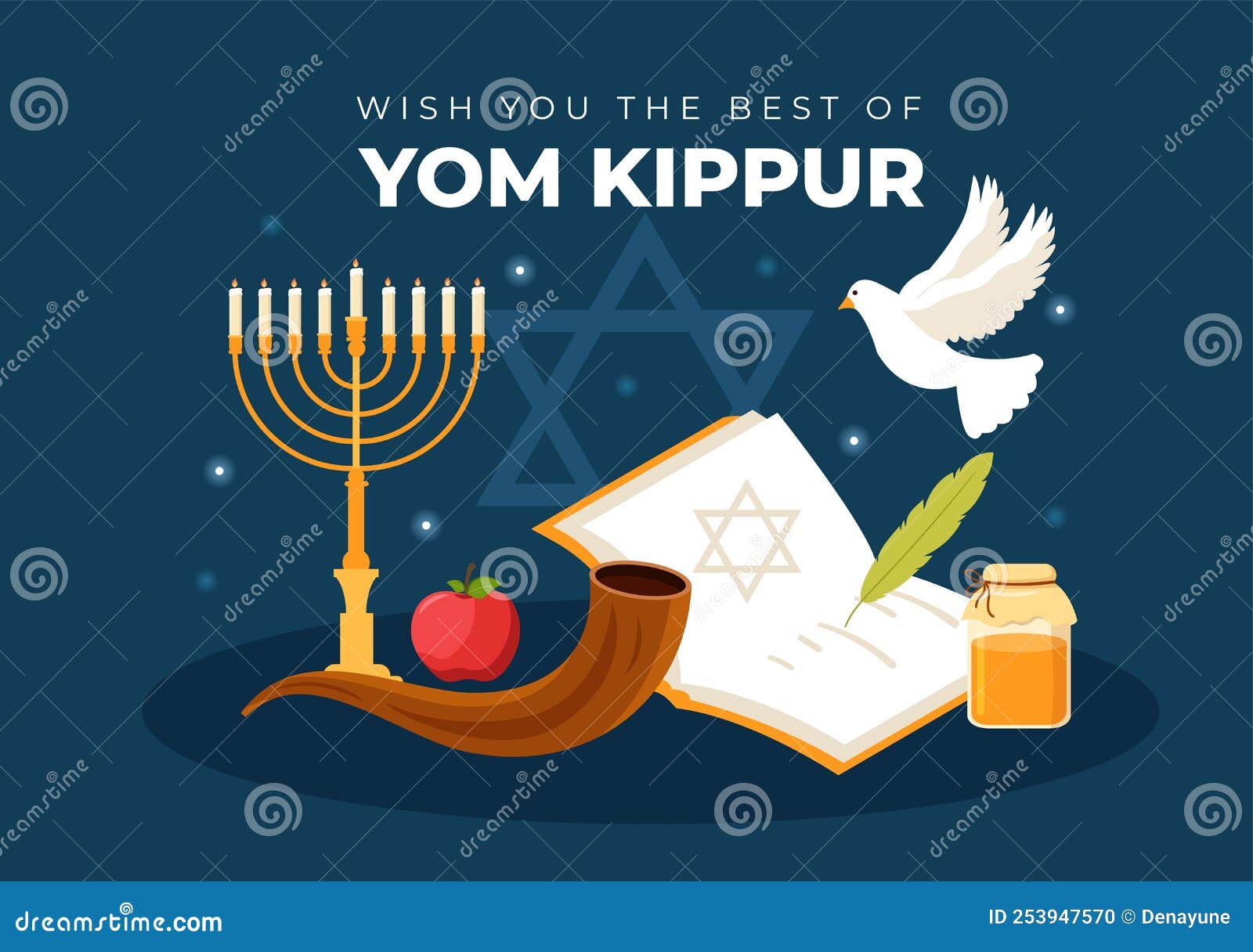 Yom Kippur Celebration Hand Drawn Cartoon Flat Illustration To Day Of