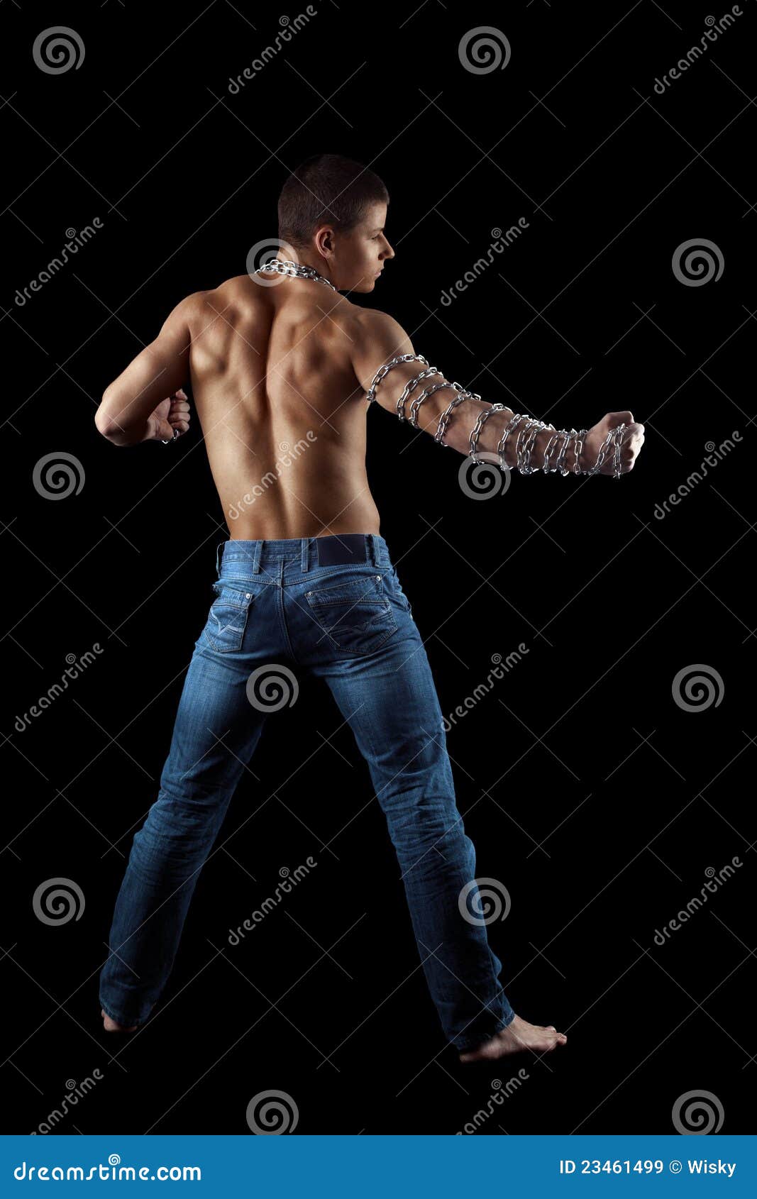 Yong Aggressive Man with Chain on Hands Stock Image - Image of hand ...