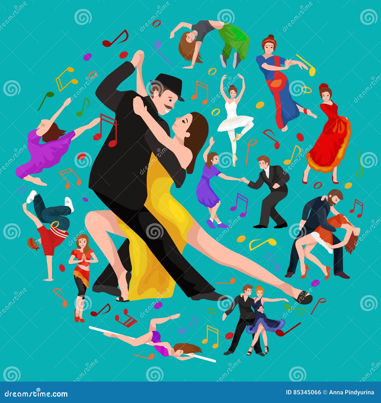 Yong Couple Man And Woman Dancing Tango With Passion Dancers Vector