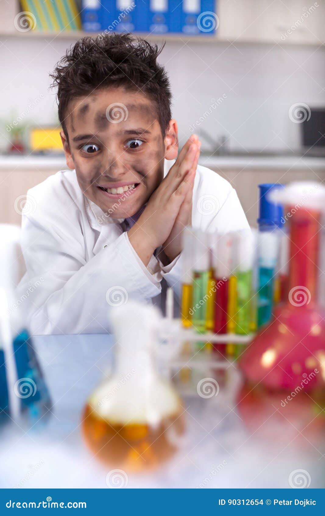 Yong Funny Scientist Doing Some Crazy Experiment Stock Photo - Image of ...
