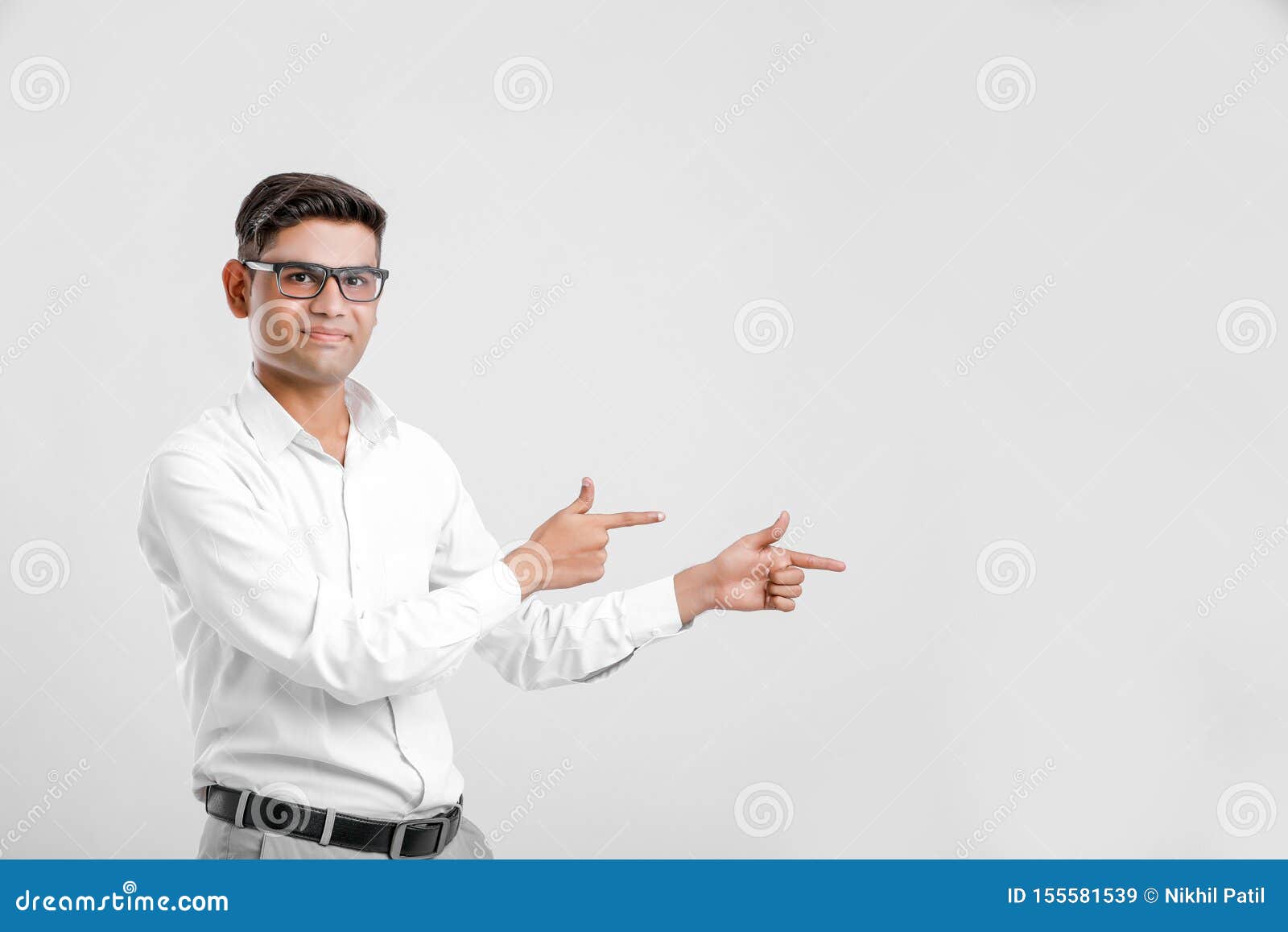 Yong Indian Man Showing Direction with Hand Stock Image - Image of ...