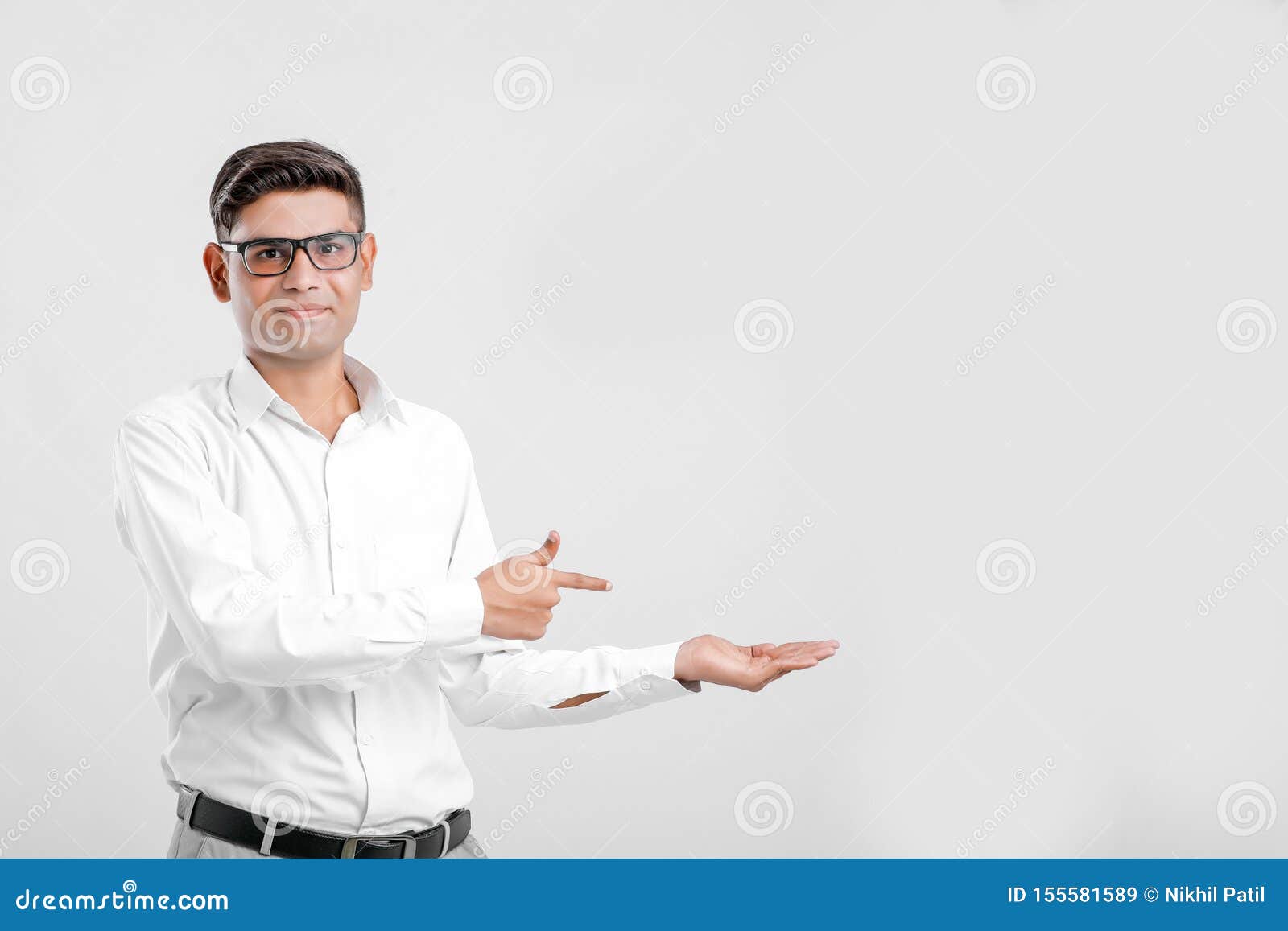 Yong Indian Man Showing Direction with Hand Stock Image - Image of ...