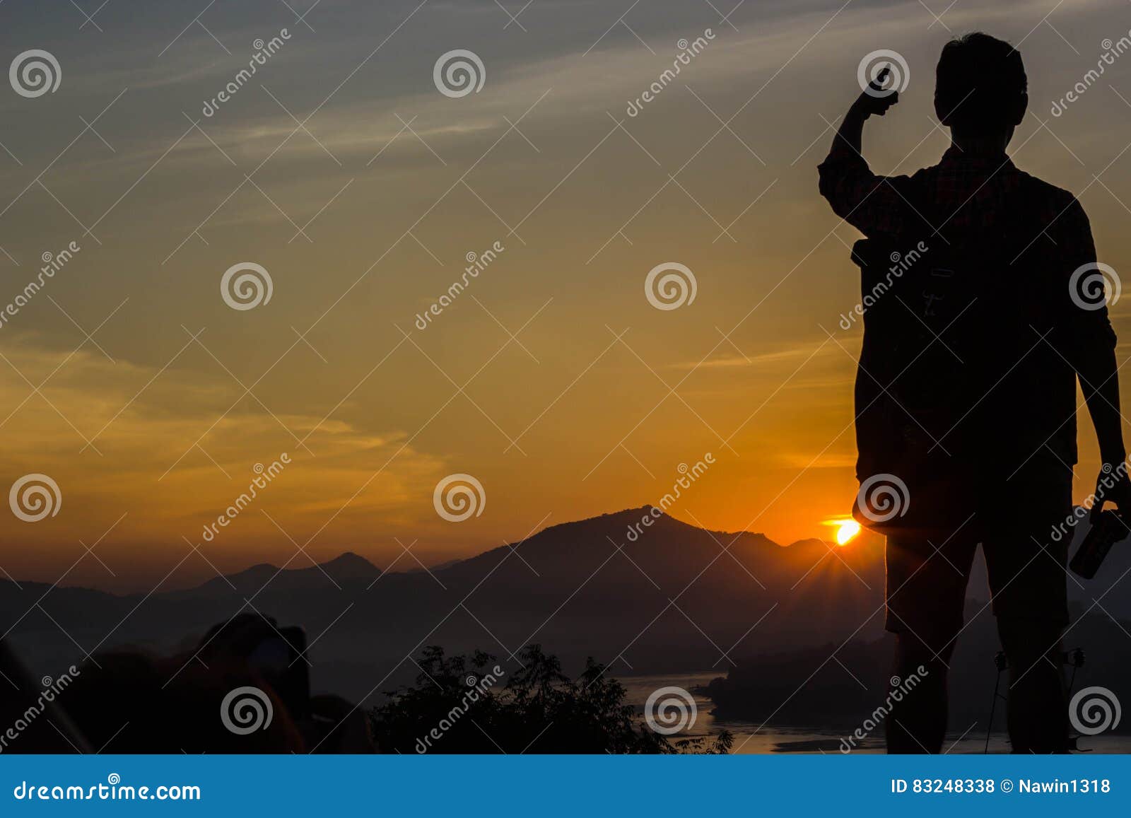Yong Man Standing on Sunset Backdrop Stock Photo - Image of nature ...
