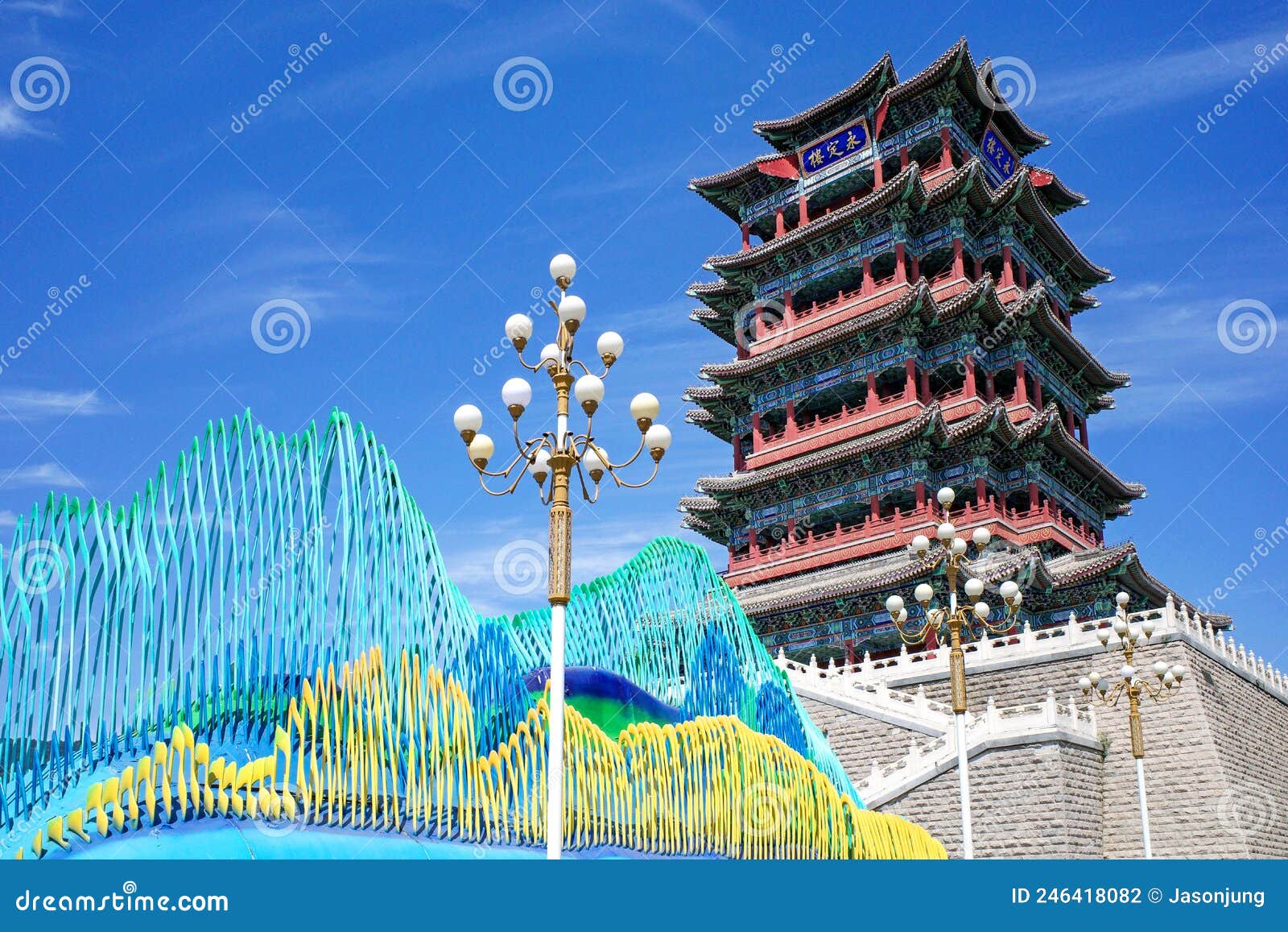Yongding Tower Chinese Traditional Building with Blue Sky Stock Photo ... Yongding Tower Chinese Traditional Building with Blue Sky Stock Photo ...