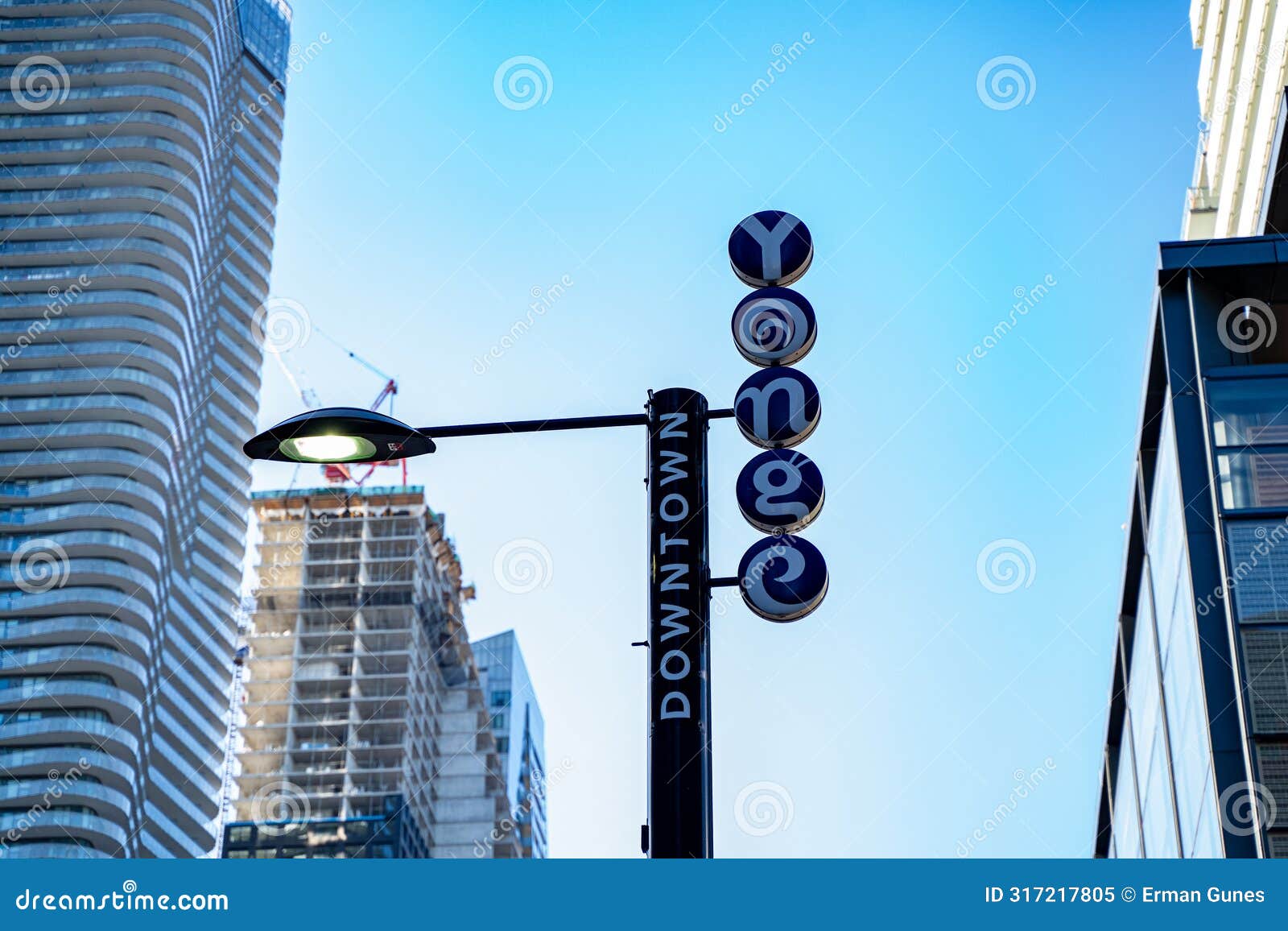 Yonge Downtown Sign in Downtown Toronto Stock Image - Image of district ...