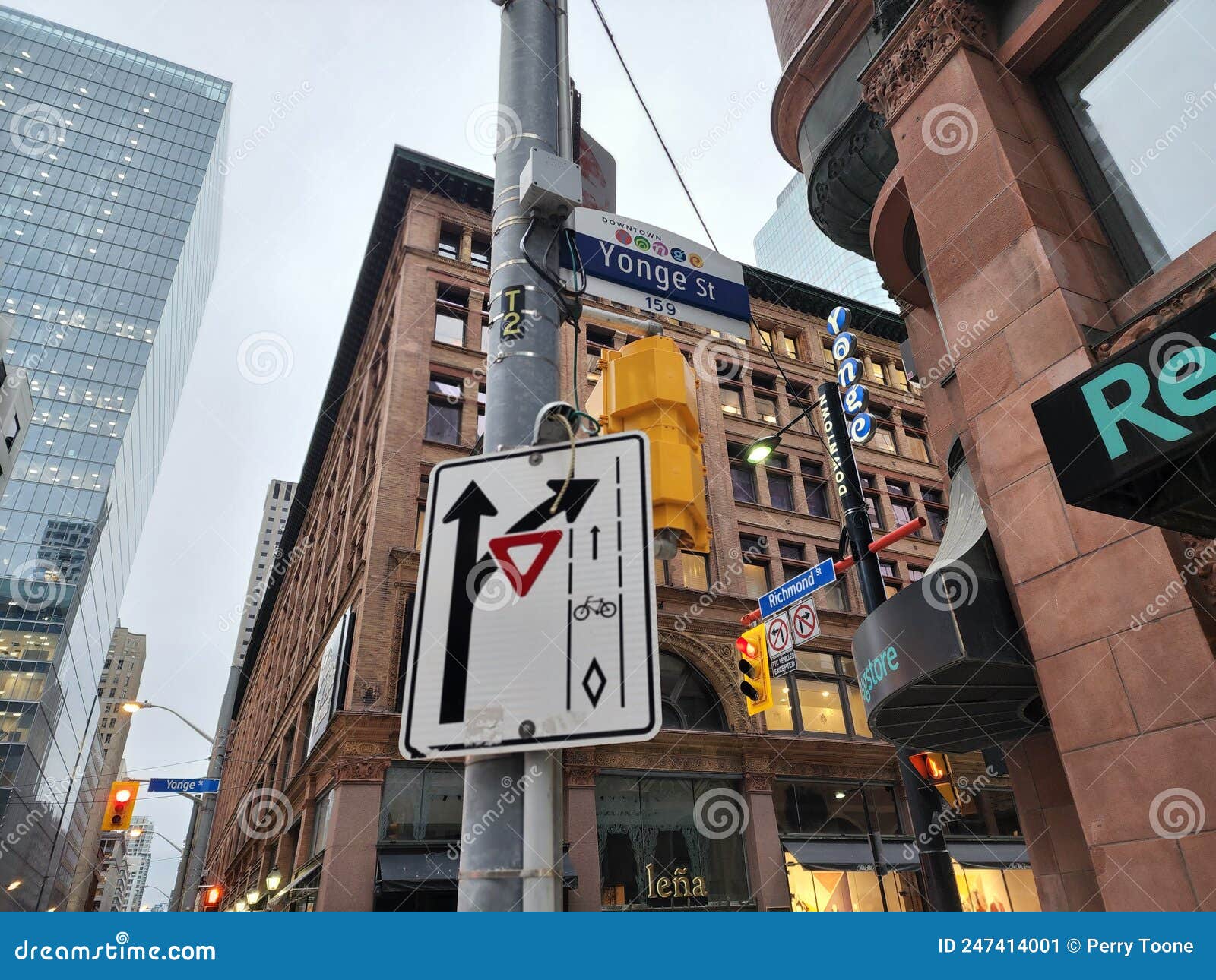 Intersection In Toronto With Large Street Poster And Mounted Police Man ...