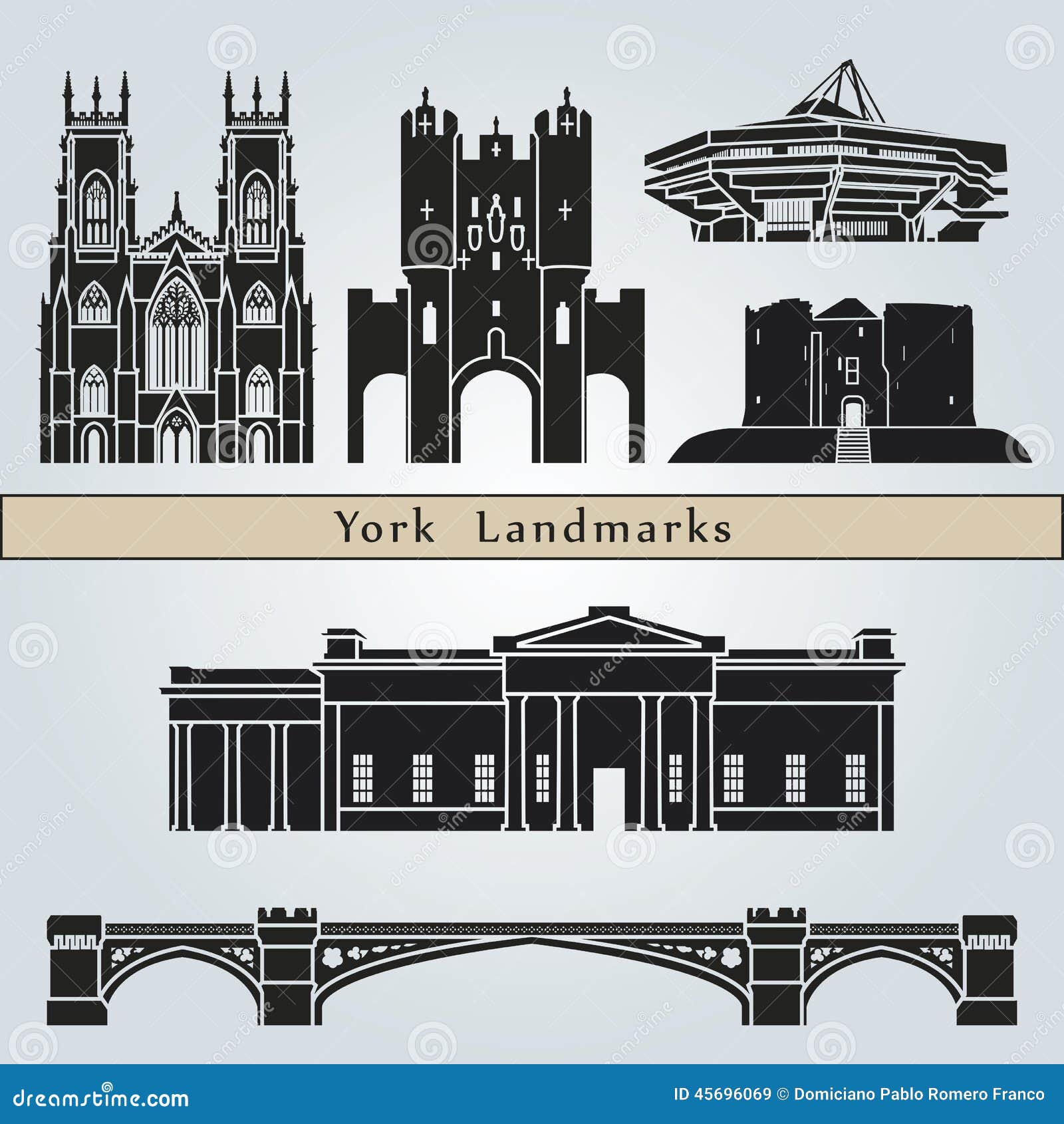 York Landmarks and Monuments Stock Vector - Illustration of destination ...