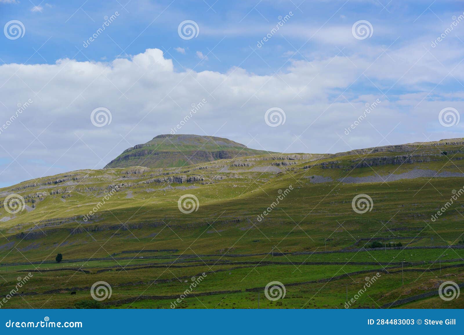 View of Ingleborough Mountain from Beezley Farm, with the Sunlight ...