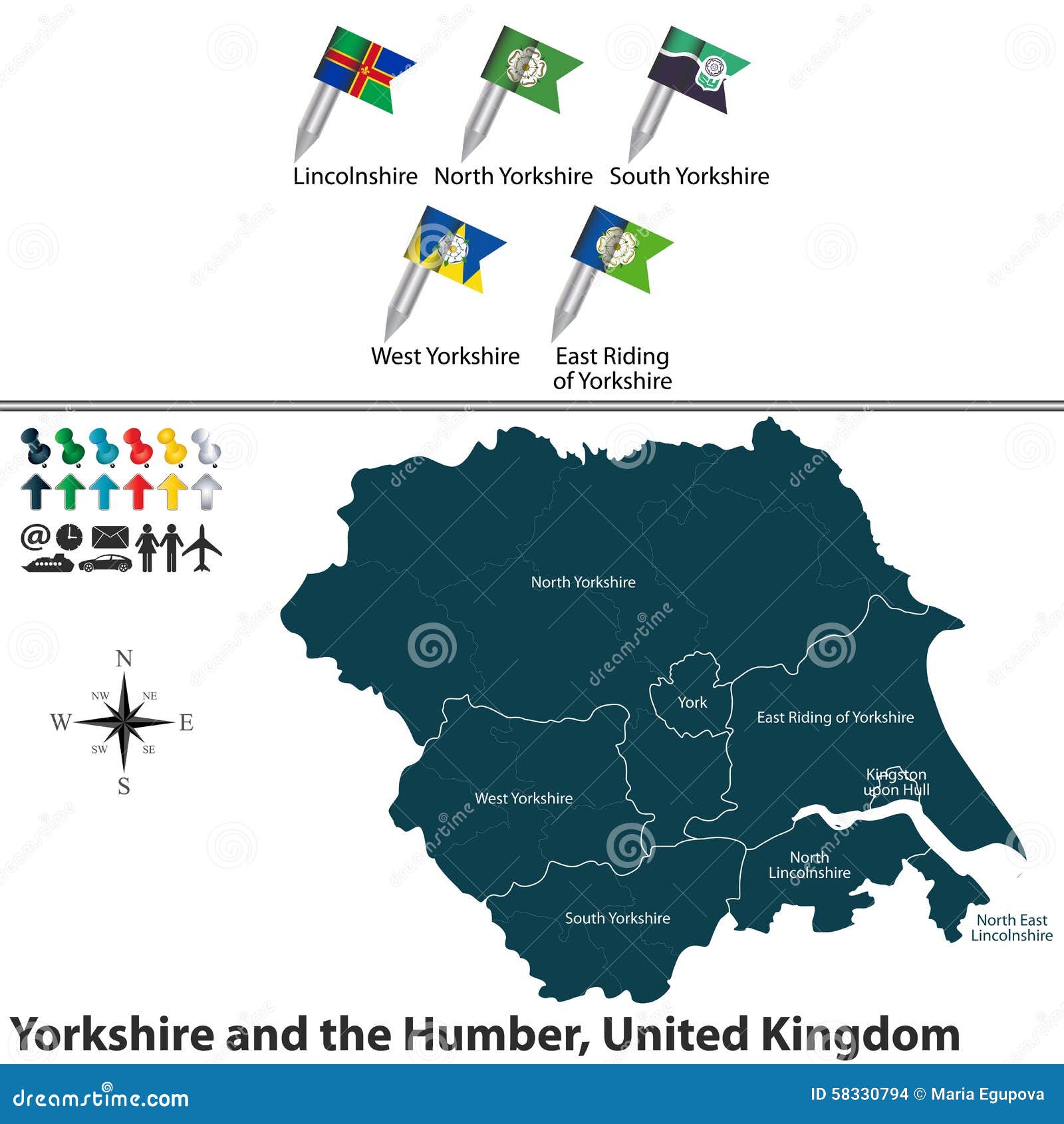 Yorkshire and the Humber, United Kingdom Stock Vector - Illustration of ...