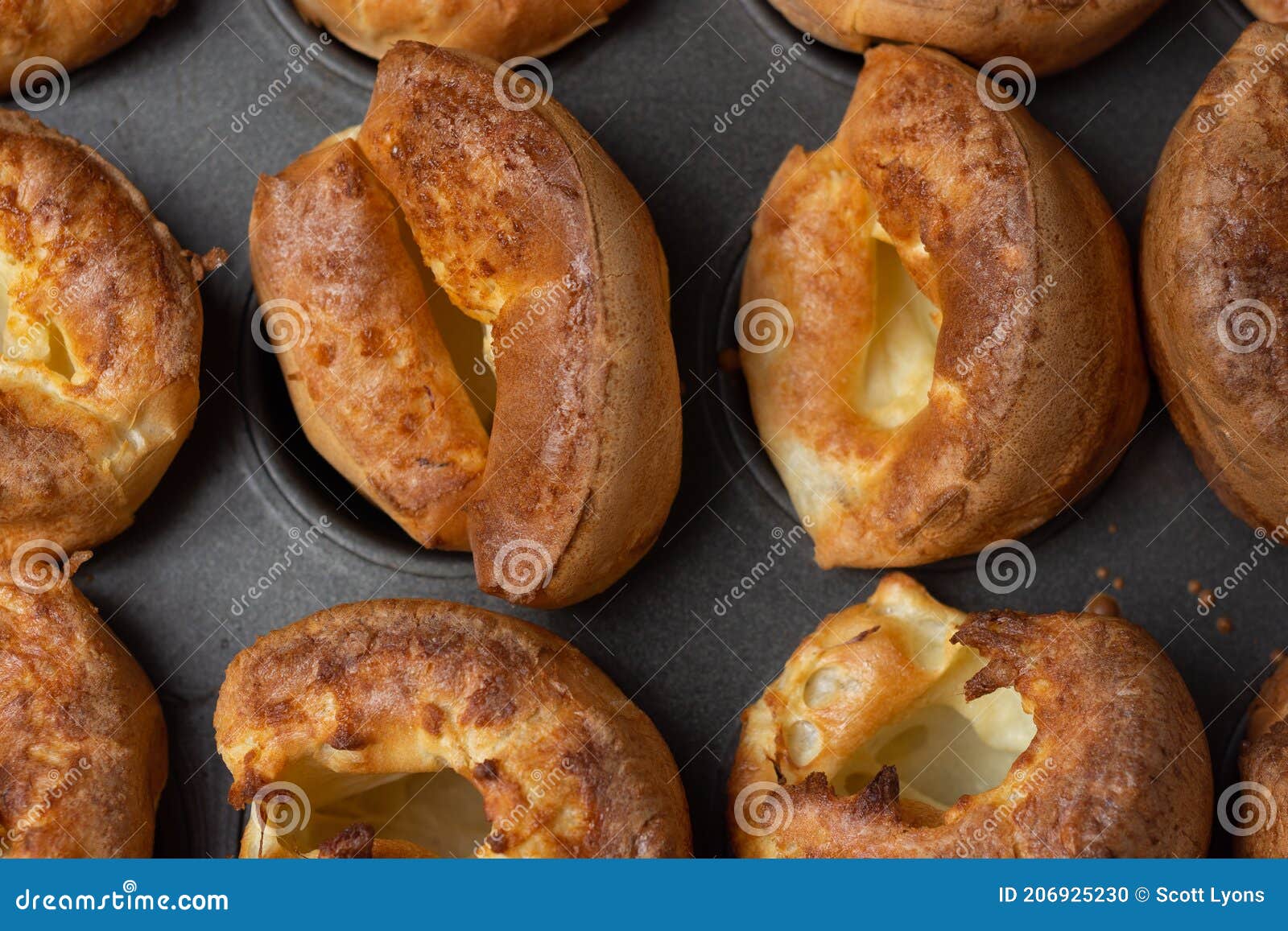 Yorkshire Pudding Close Up Top Down View Inside Tray Stock Photo ...