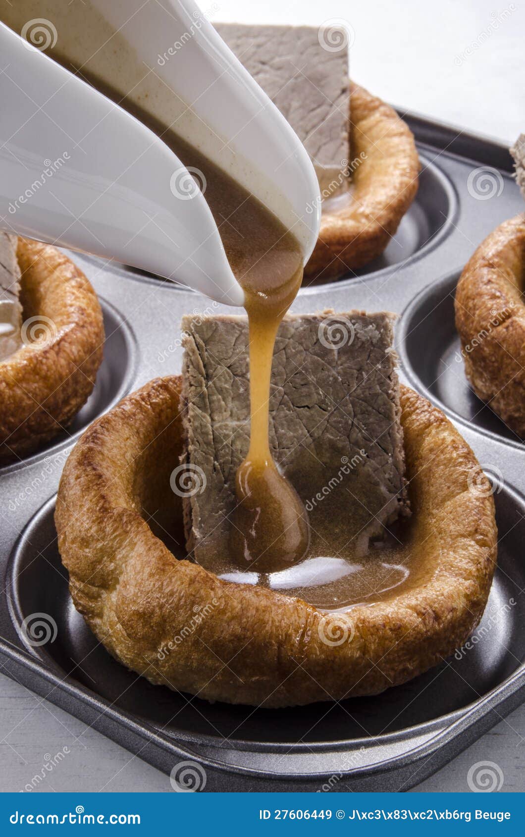 Yorkshire Pudding with Roasted Beef Stock Image - Image of baked, sauce ...