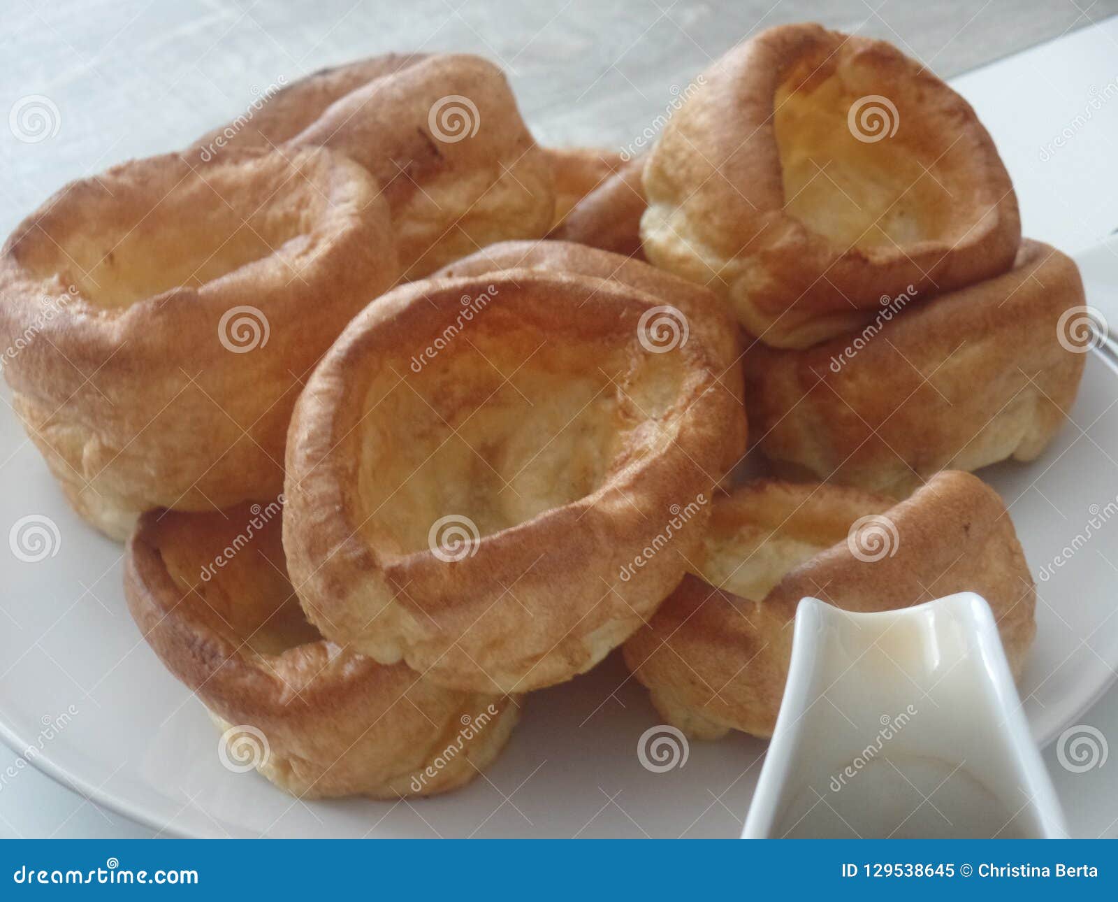 Yorkshire Puddings Served with Gravy Stock Image - Image of puddings ...