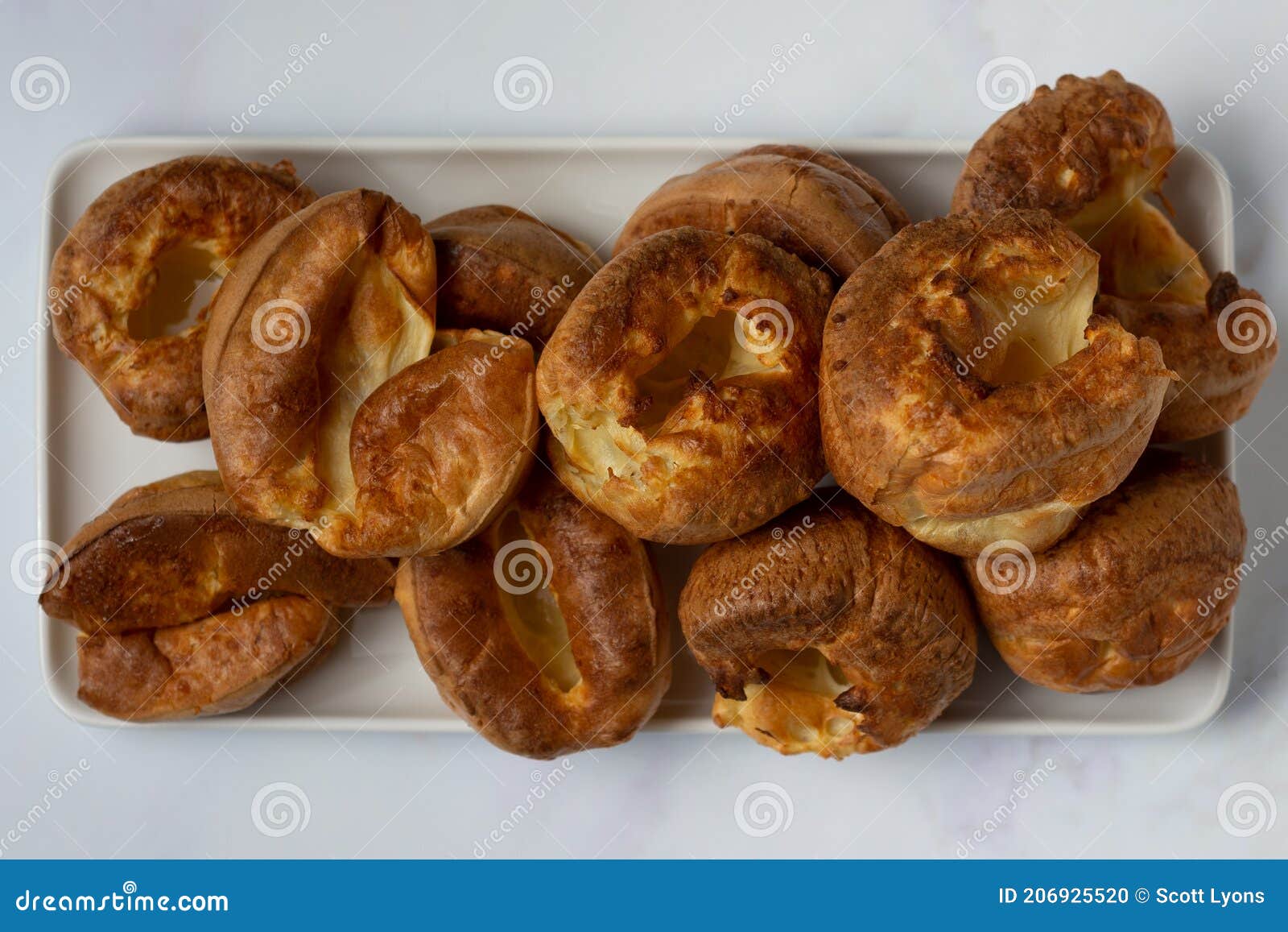 Yorkshire Puddings Top View on a White Tray Stock Photo - Image of ...