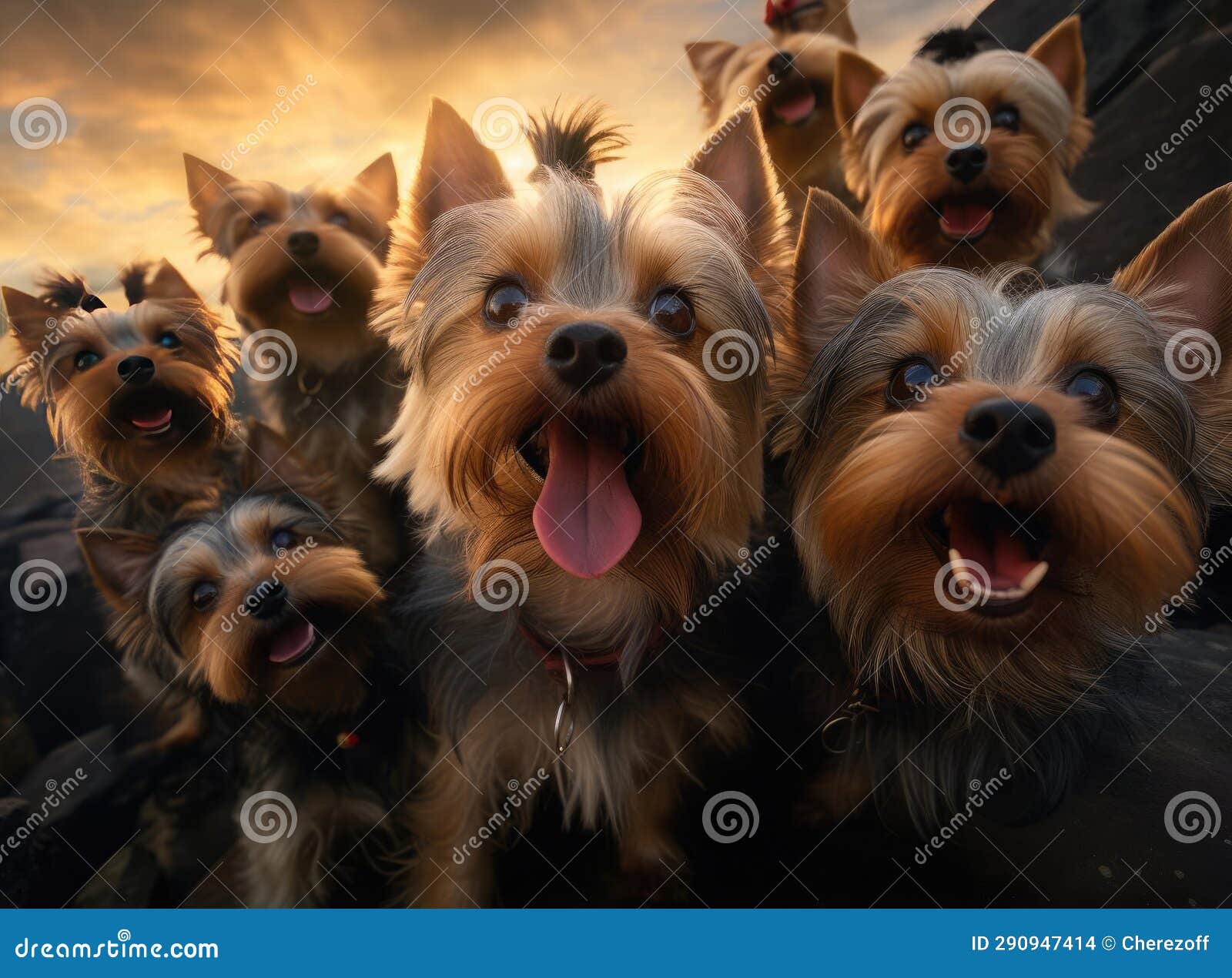 Yorkshire Terrier Group stock photo. Image of animal - 290947414